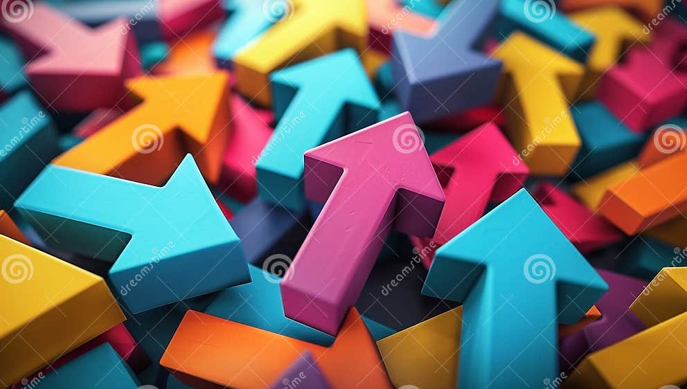 Abstract Background with Colorful Arrows Showing Direction and Progress Stock Illustration ...
