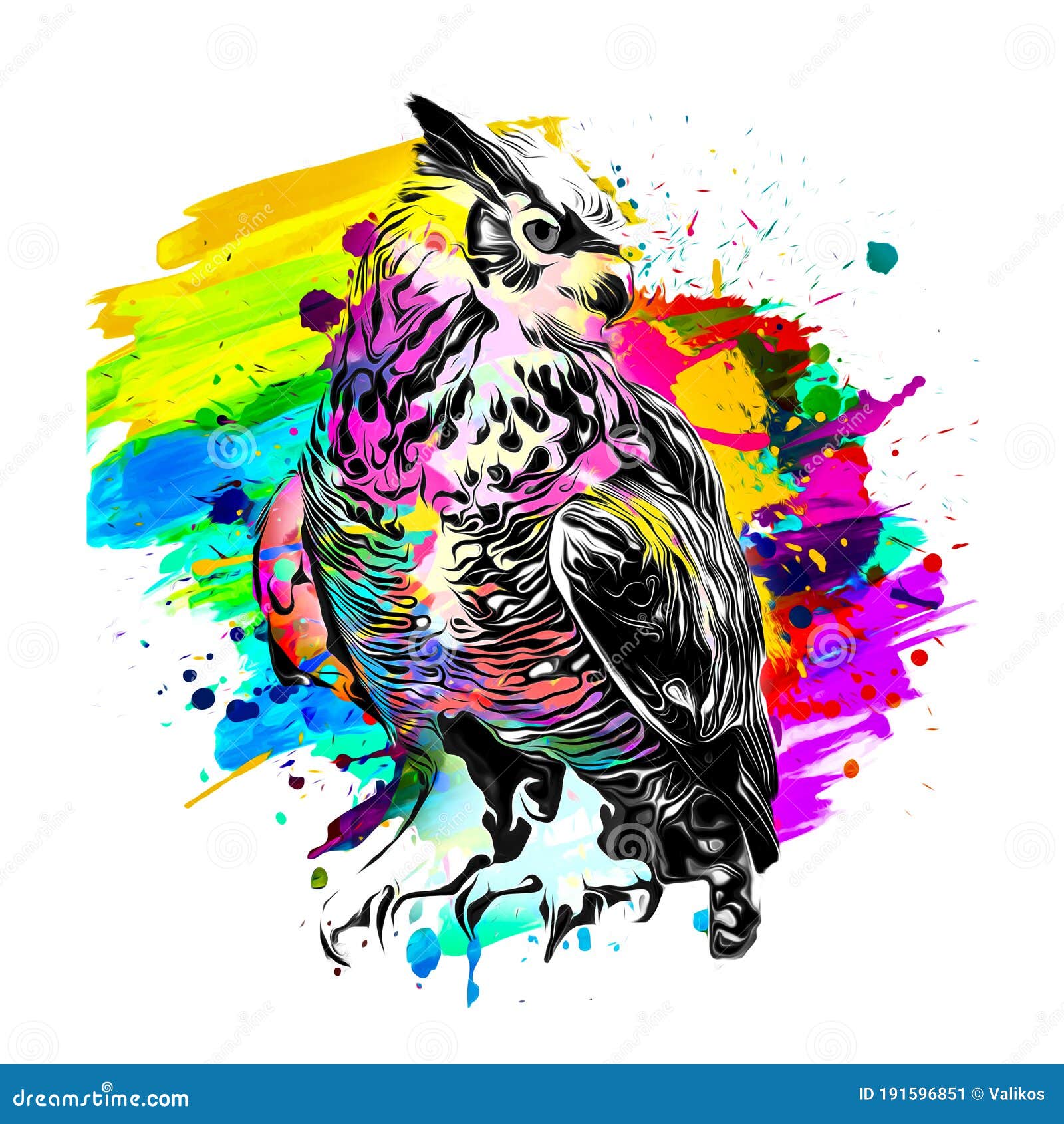 Abstract Background with Colorful Bird Owl Stock Illustration ...