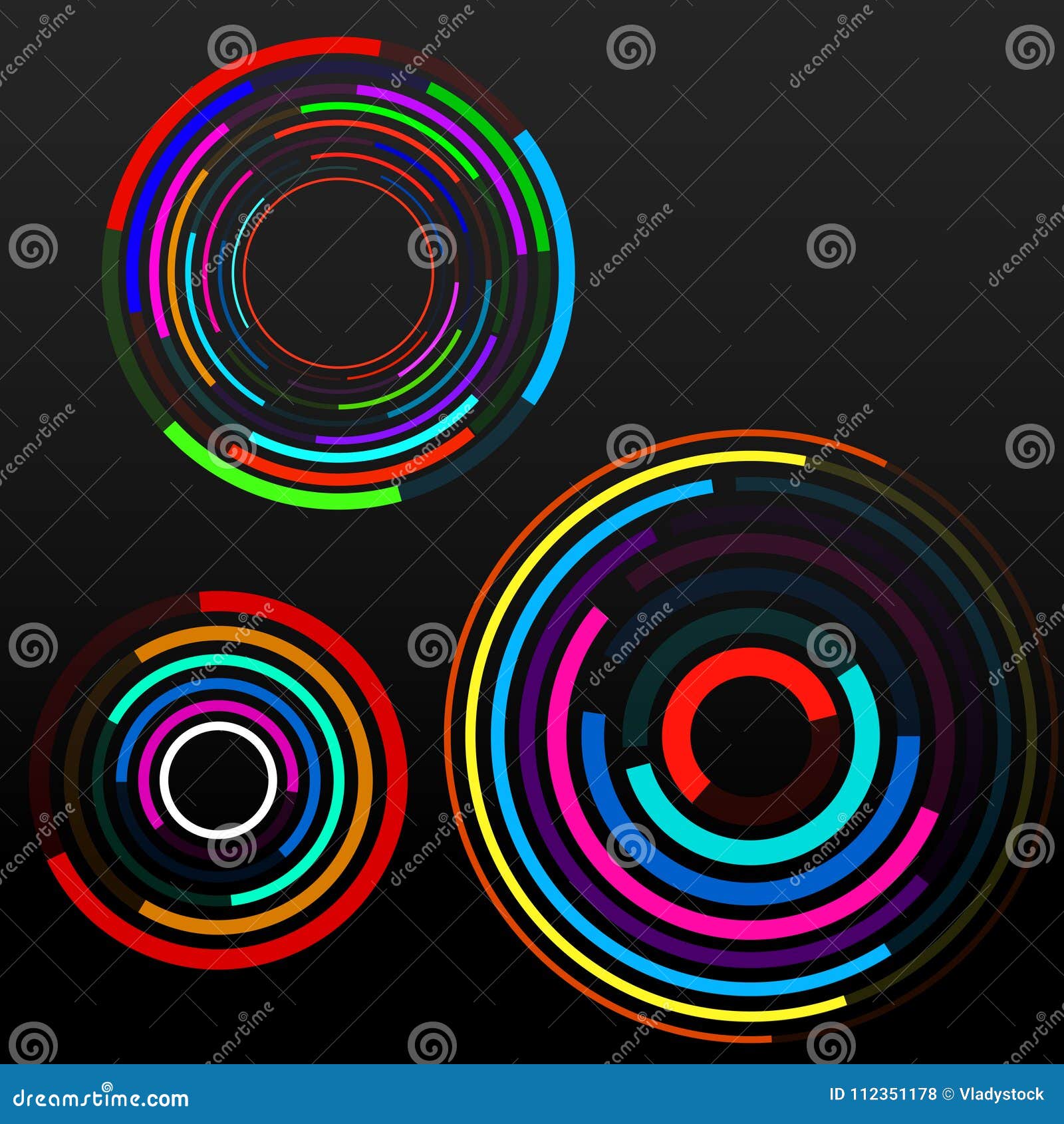 Abstract Background of Colorful Circles with Lines, Technology Backdrop ...