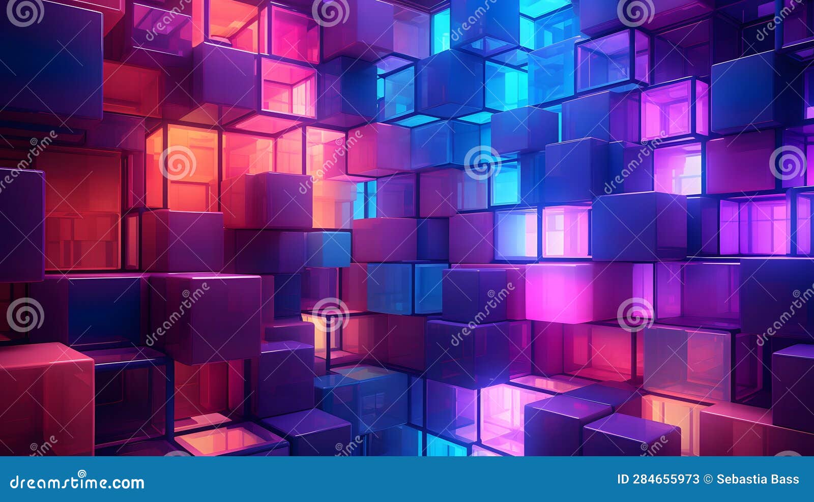 Abstract Background with Colorful Cubes Stock Illustration ...