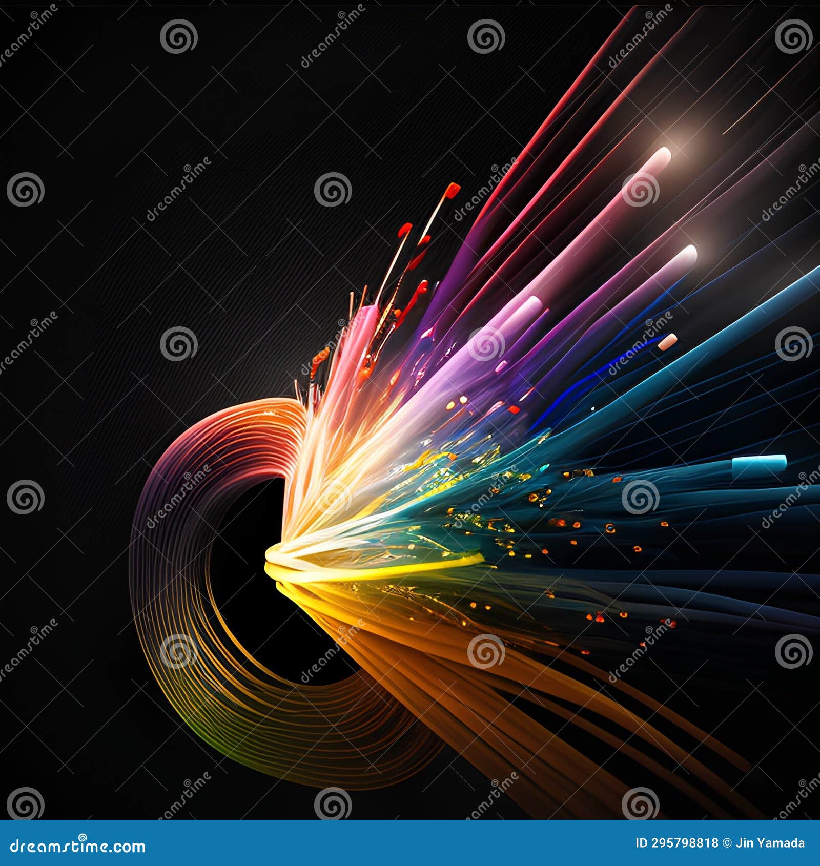 Abstract Background with Colorful Optical Fibers. 3d Rendering ...