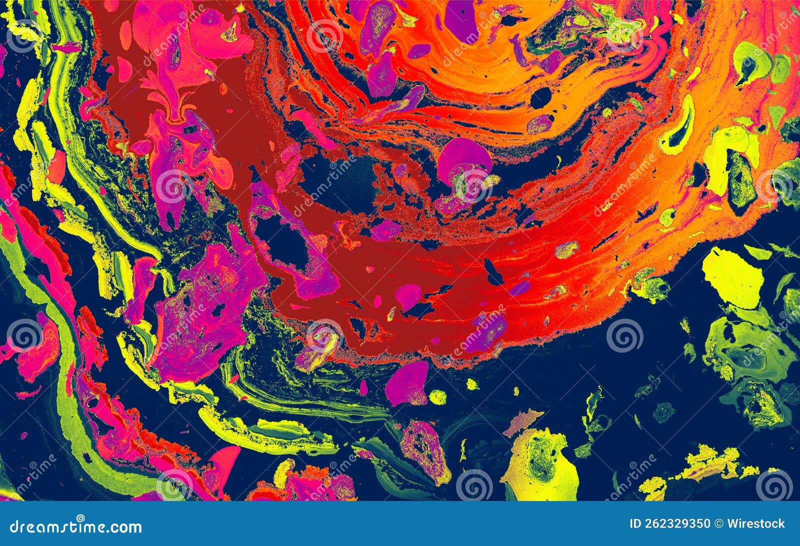 Abstract Background with Colorful Paint Splashes and Wavy Patterns ...