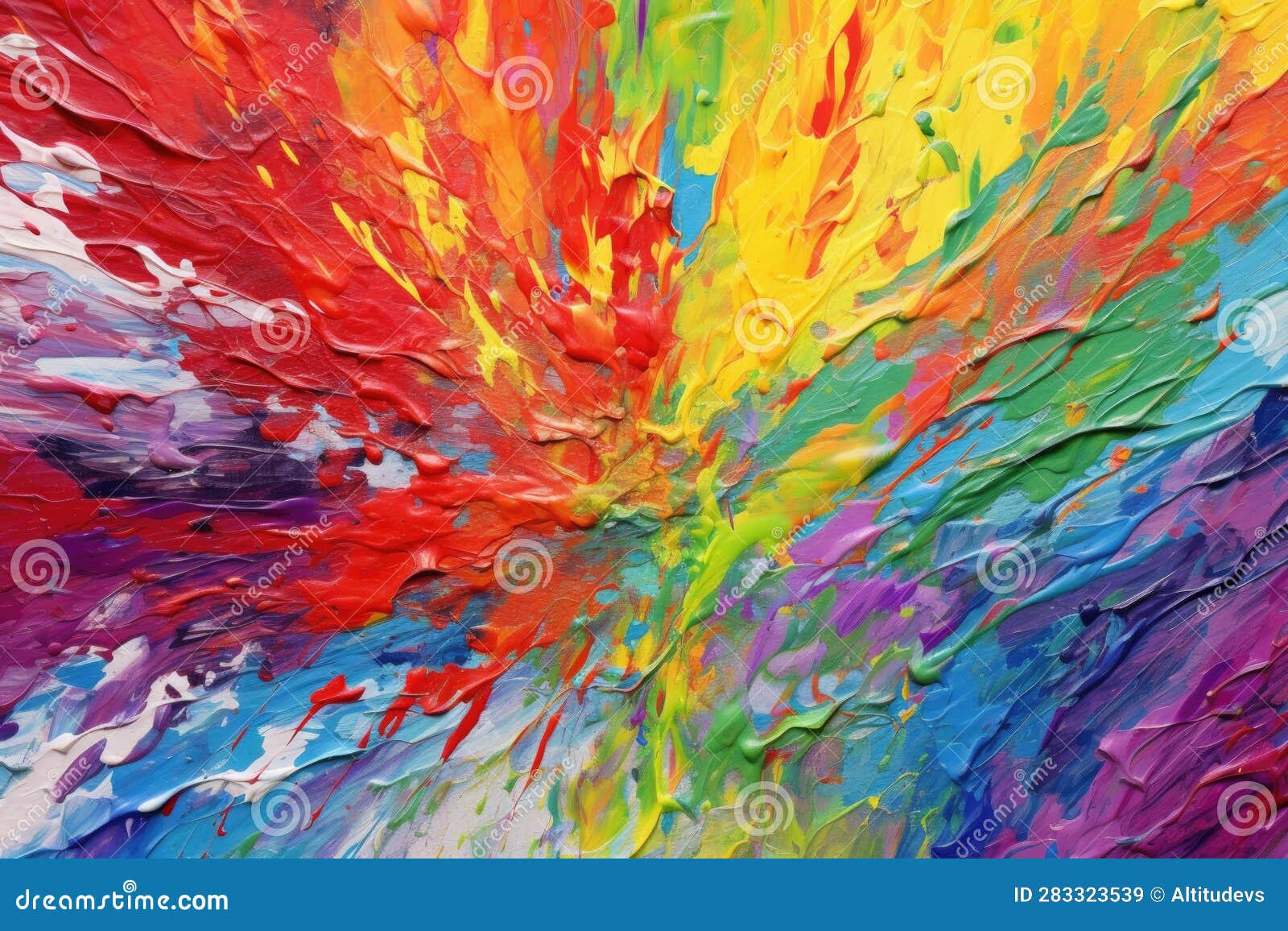 Abstract Background of Colorful Paint Splatter Forming Rainbow Spectrum ...