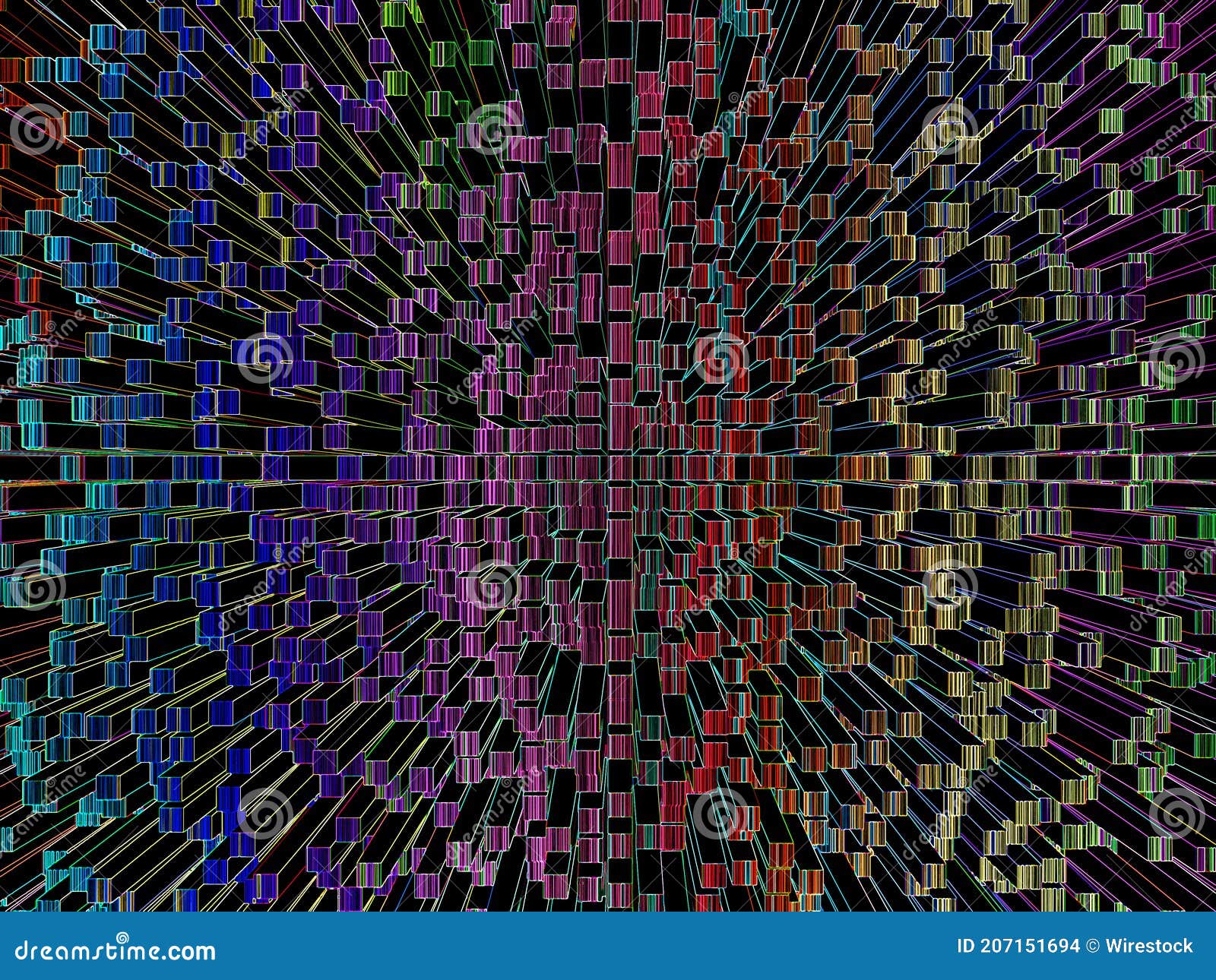 Abstract Background with Colorful Pixelated Cubes and Patterns Stock ...