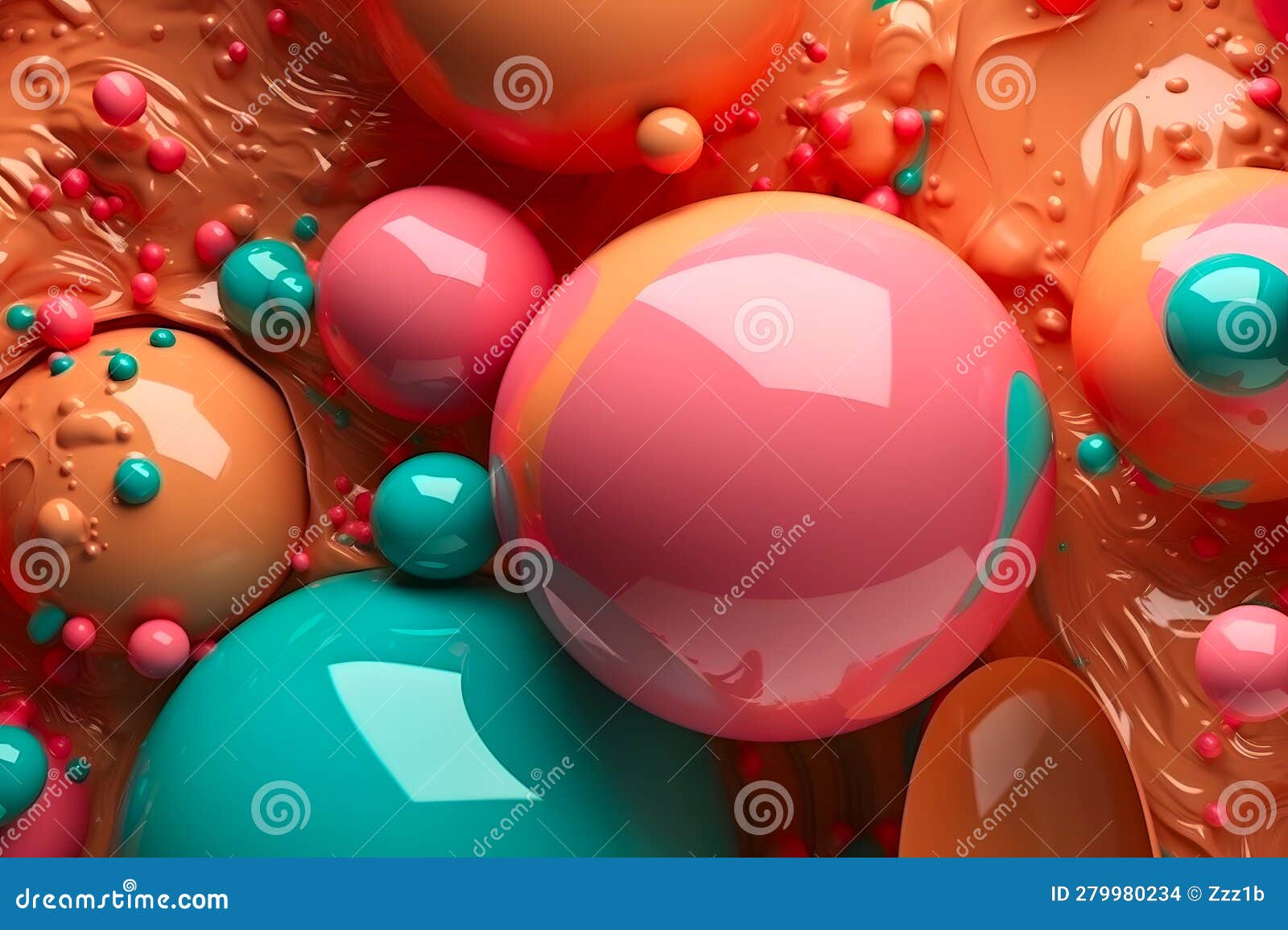 Abstract Background of Colorful Shiny Gloss Spheres or Bubbles, Neural ...