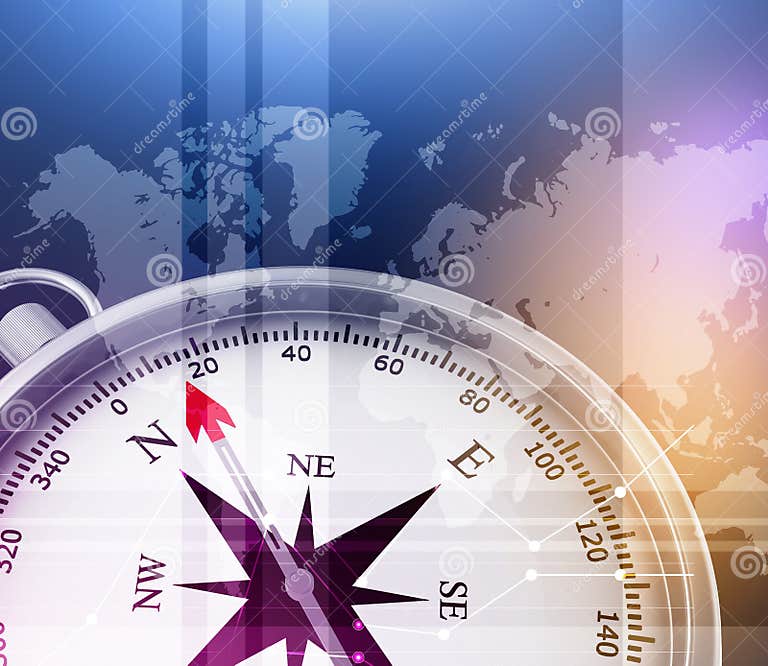 Abstract Background with Compass and World Map Stock Illustration ...