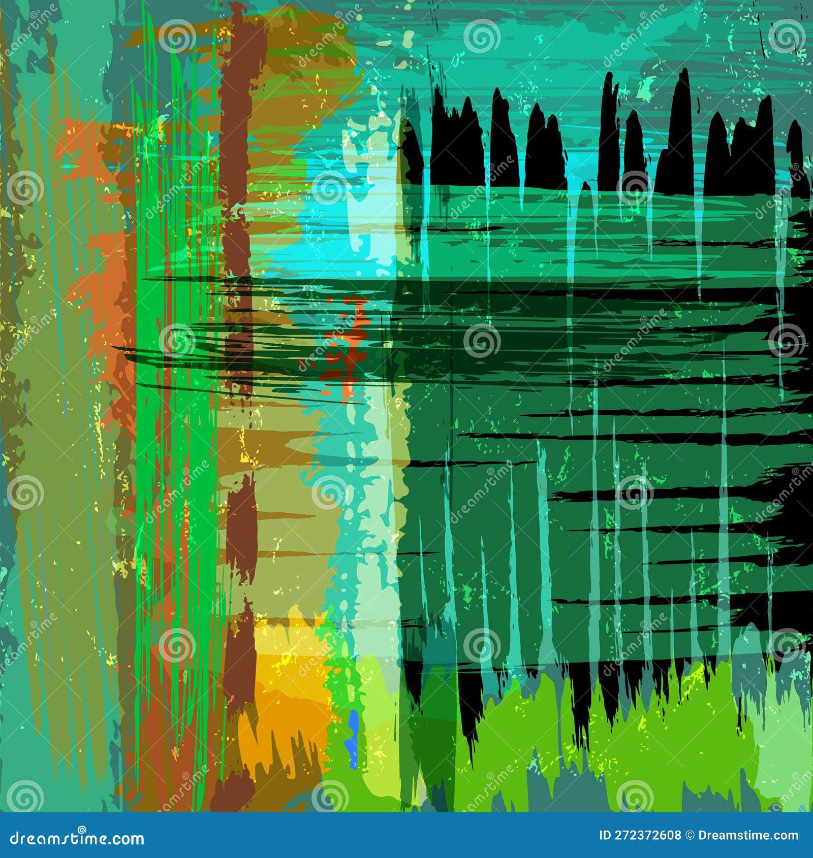 Abstract Background Composition, Green Texture with Paint Strokes and ...
