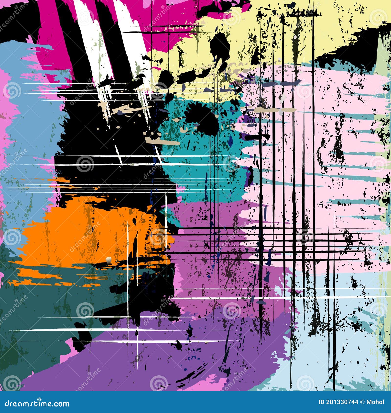 Abstract Geometric Background Composition, with Circles, Lines, Strokes ...