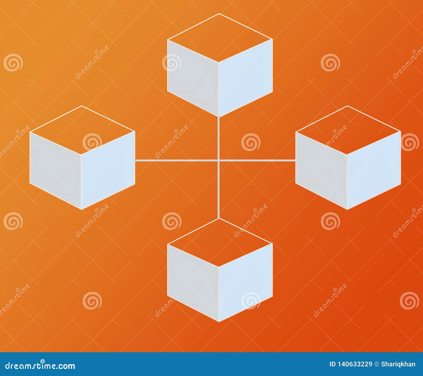 Abstract Background Connected Blocks Bitcoin on Orange Color Gradients ...