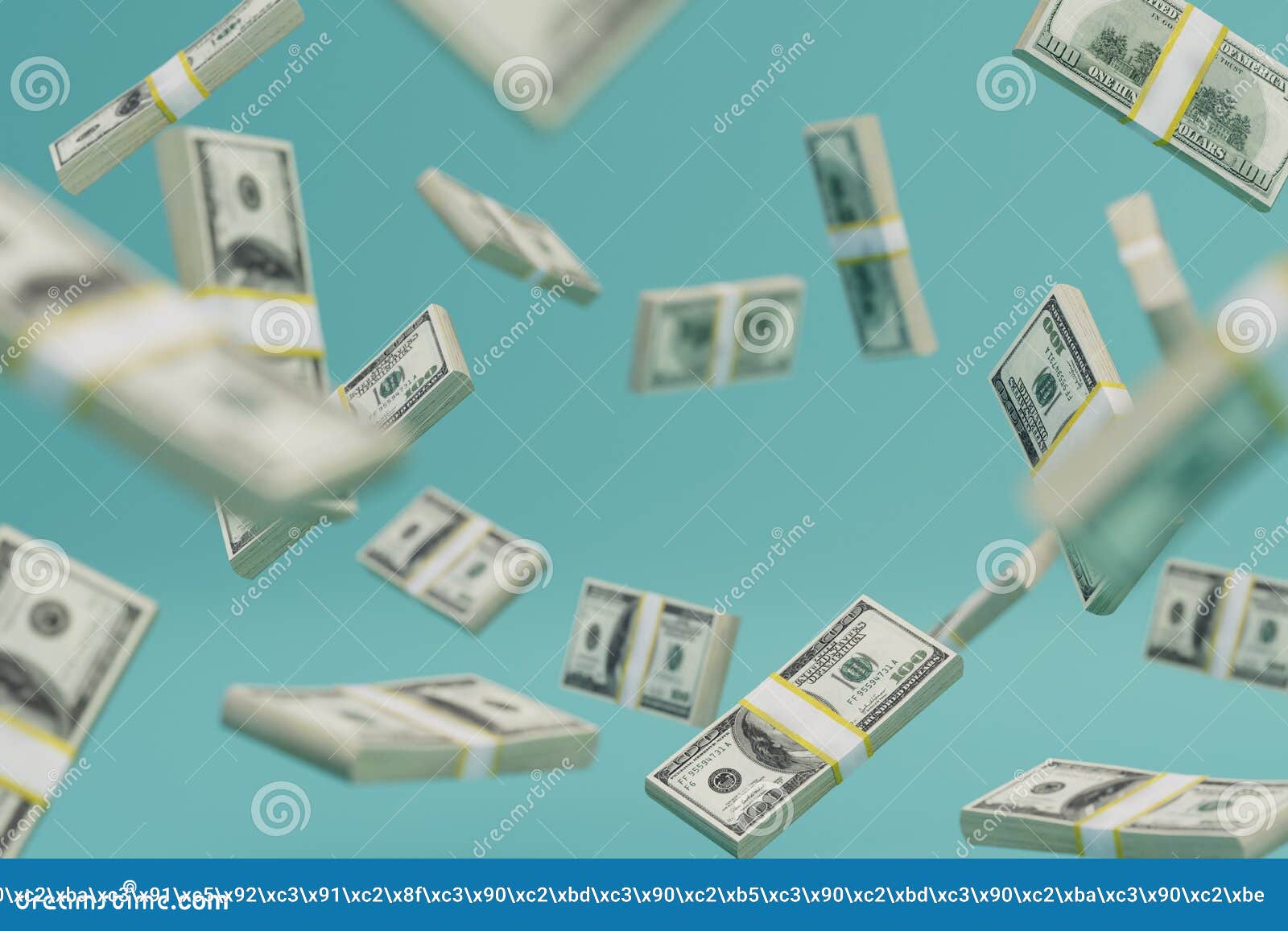 An Abstract Background Consisting of Bundles of Dollar Bills Flying ...
