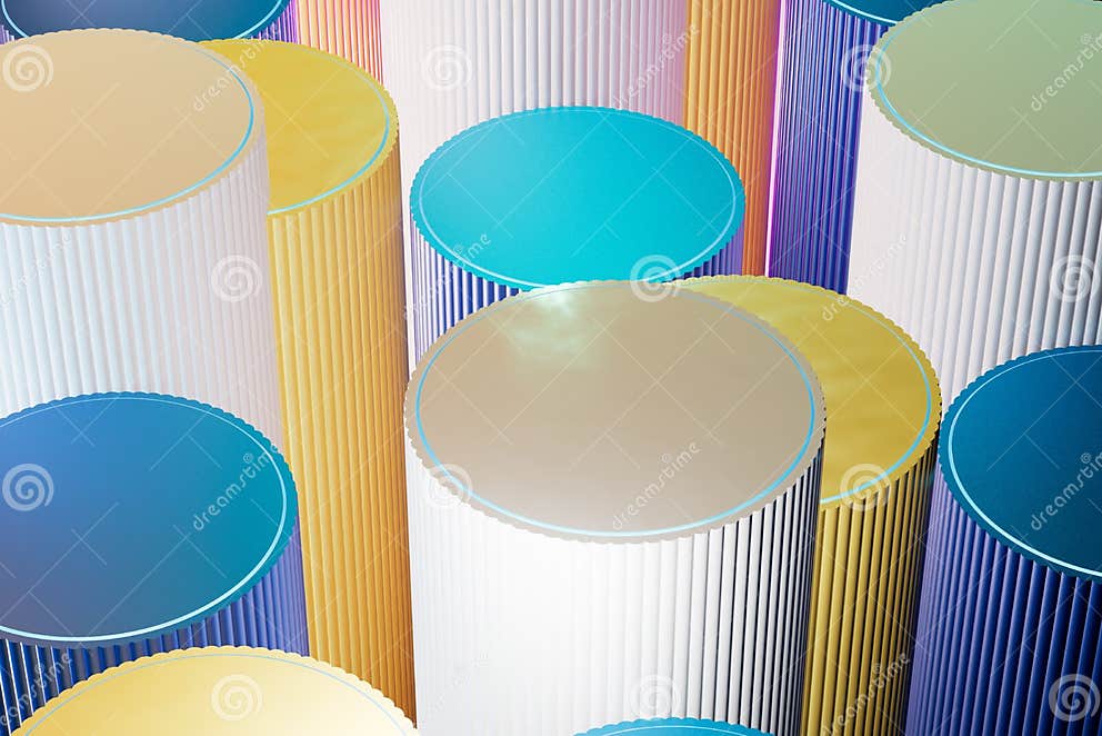 Abstract Background Consisting of Multi-colored Cylinders for Placing ...