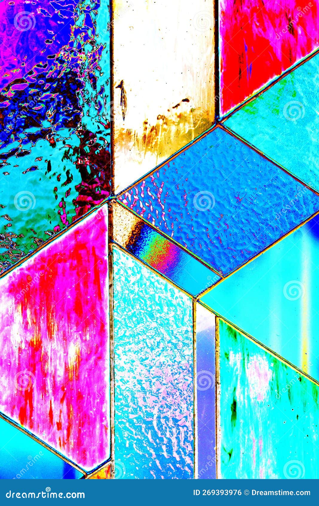 Abstract Background Consisting of Multicolored Glass Squares in a Row ...