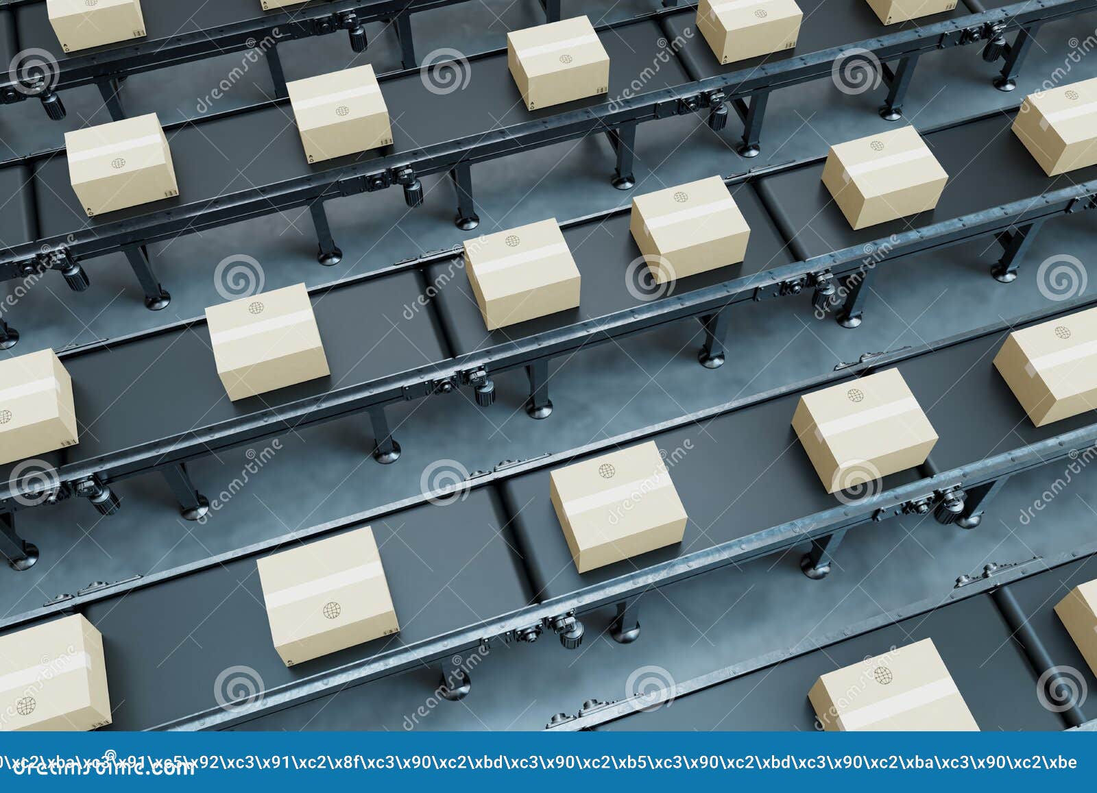 Abstract Background Consisting of Parcel Patterns on Conveyor Lines. 3D ...