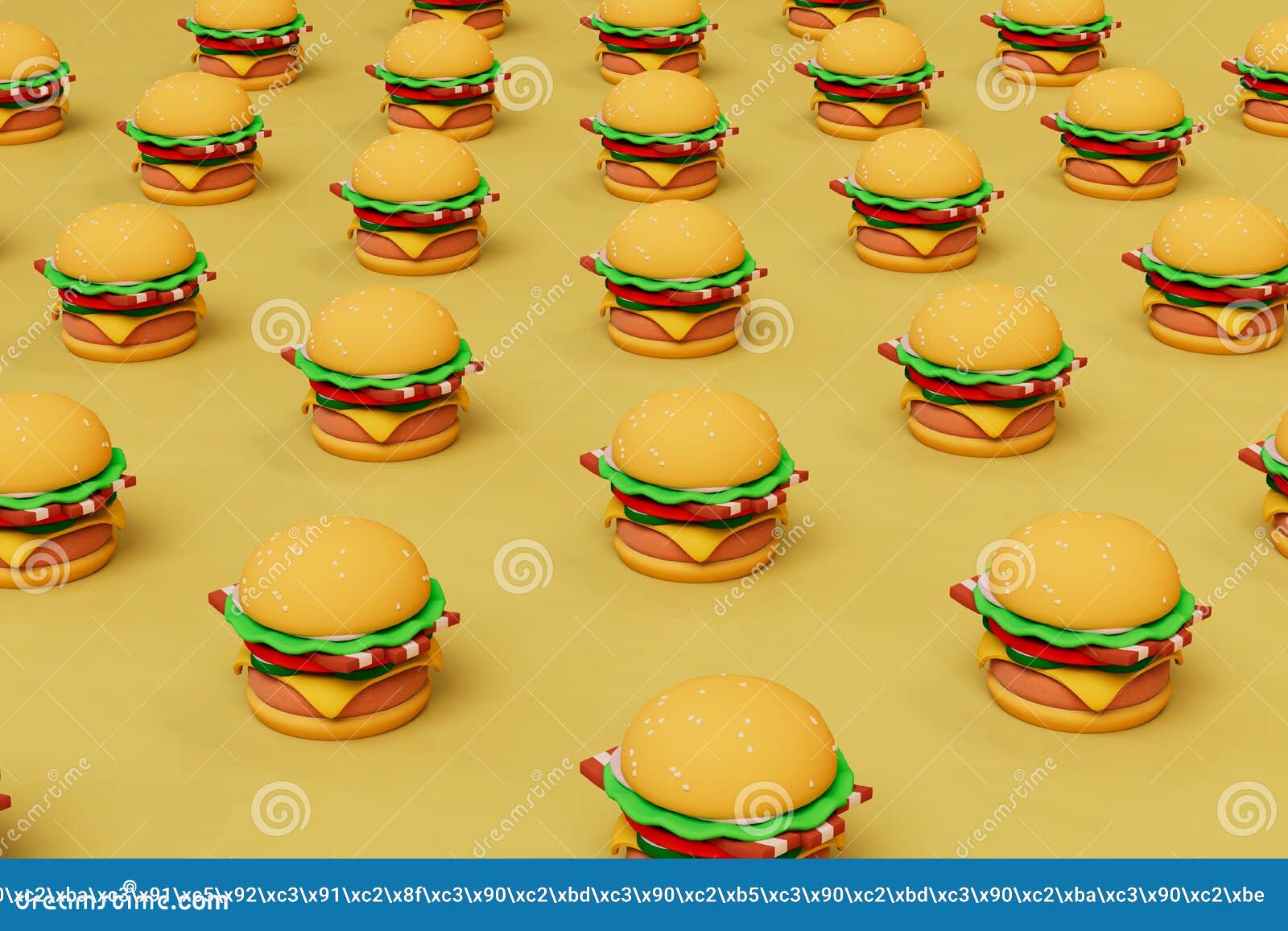 An Abstract Background Consisting of Patterns of Burgers on a Yellow ...