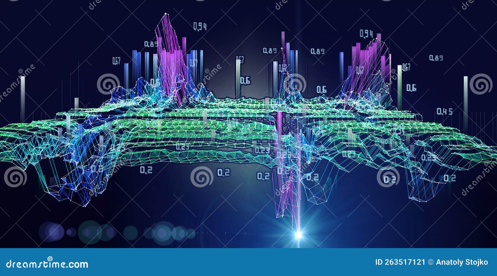 Abstract Background Contain Color Wireframe and Blurred Data Lines on ...
