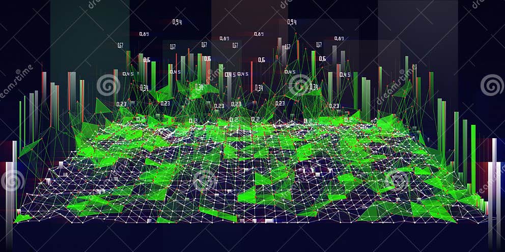 Abstract Background Contain Grid in Web with Blurred Lines Data. Big ...