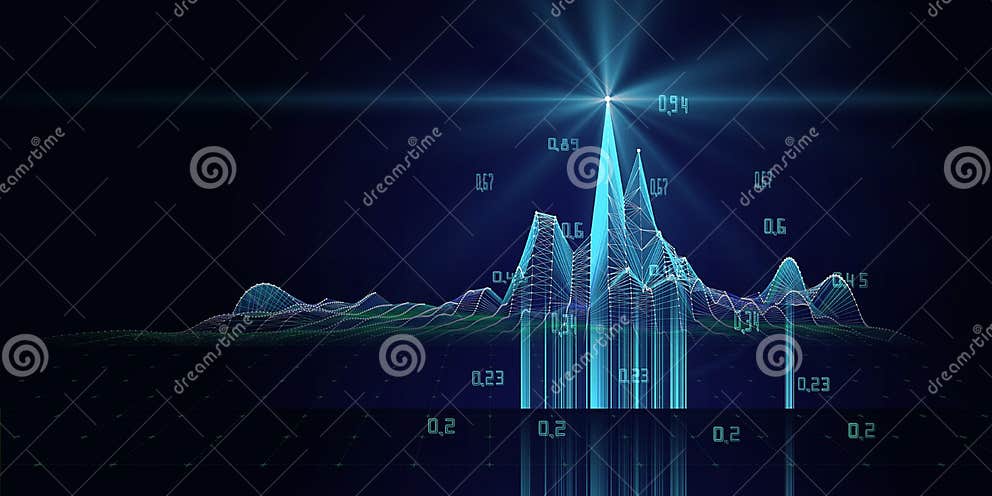 Abstract Background Contain Poly Grid with Data and Spot. Technology 3d ...