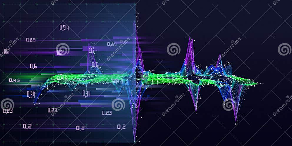 Abstract Background Contain Polygonaly Graph and Net with Data Blurred Lines in Dark. Technology ...