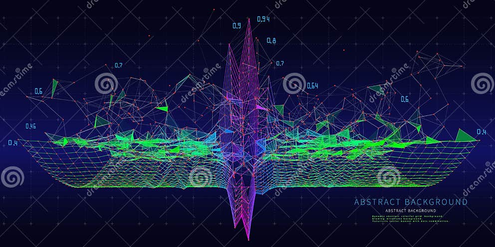 Abstract Background Contain Wireframe Color Graph and Chaotic Tangle ...