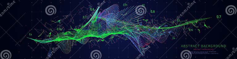 Abstract Background Contain Wireframe Graph in Chaotic Tangle Data on Dark. Technology Polygonal ...