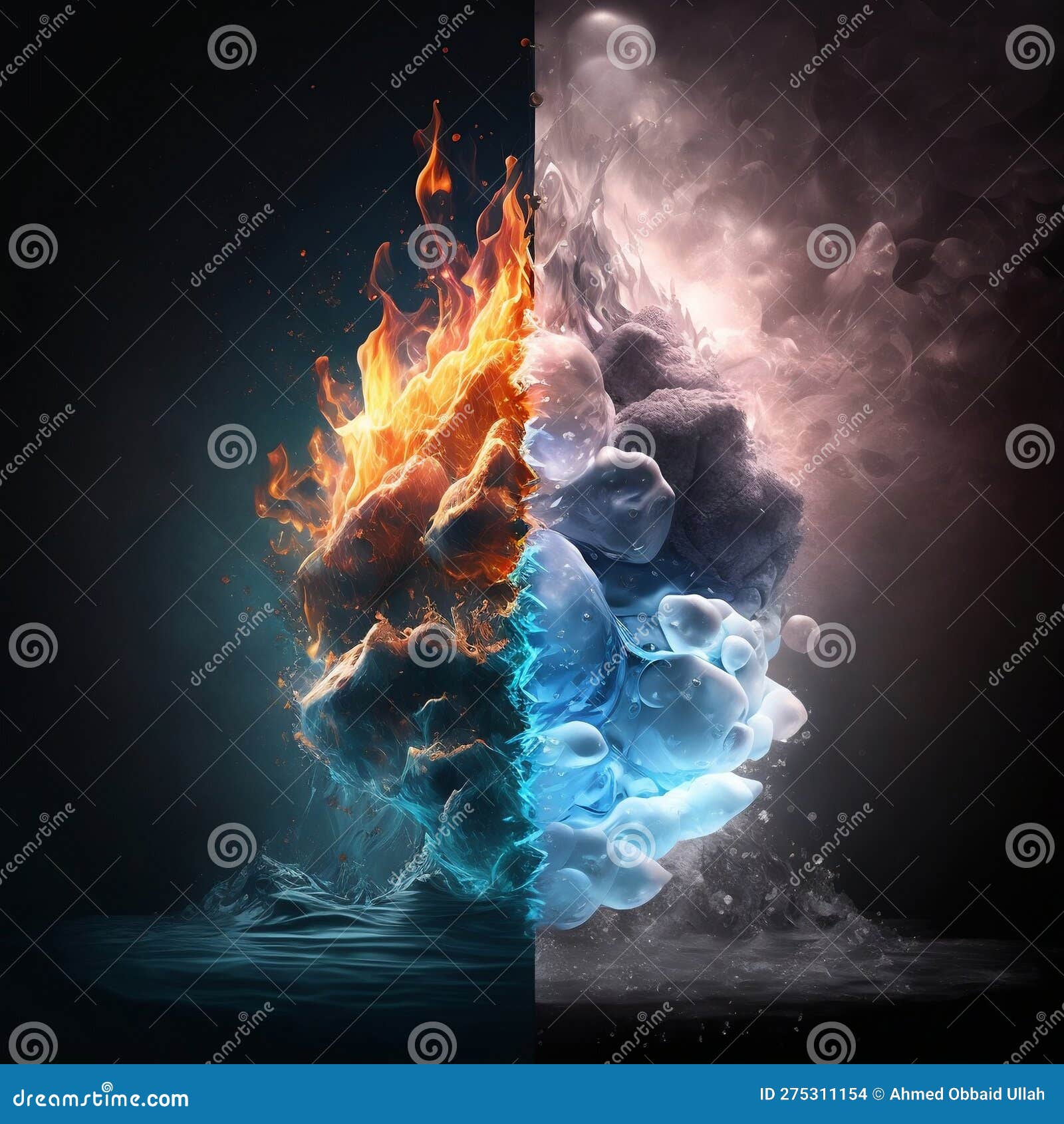 Abstract Background Contrast between Fire and Ice, Generative Ai Stock ...