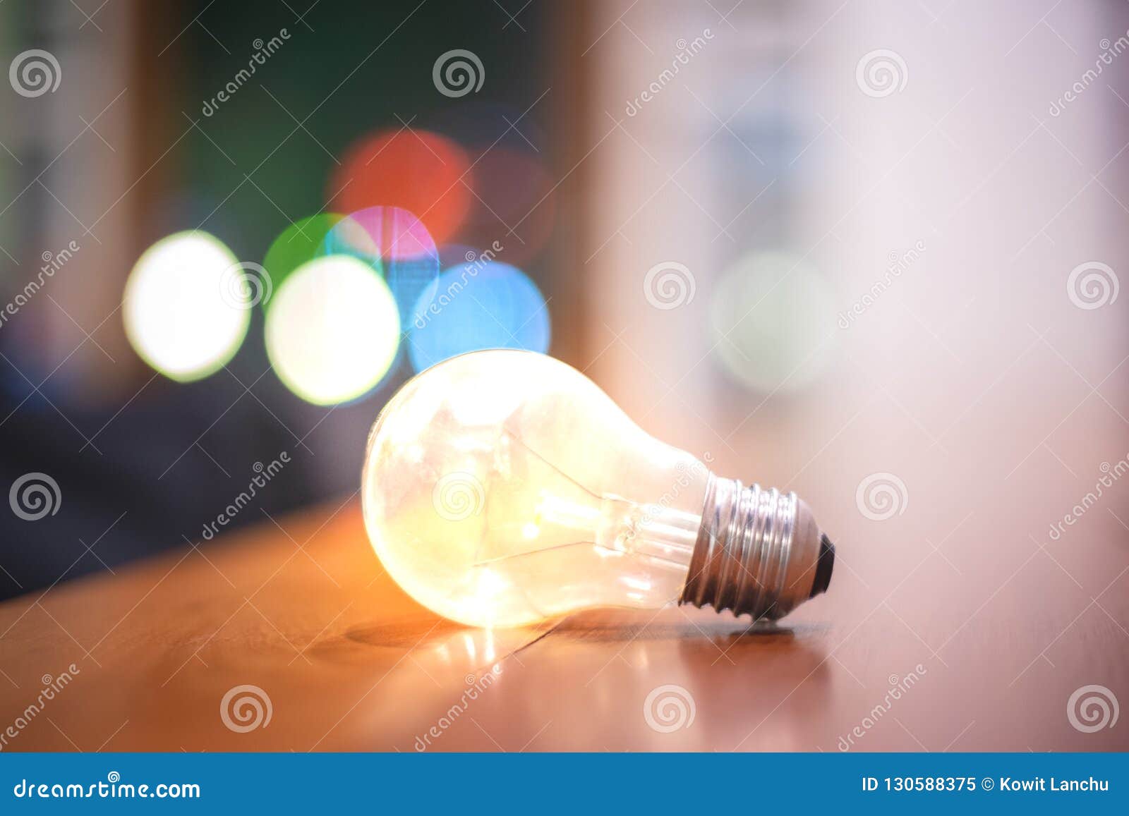Abstract Background of Creative Ideas Concept from Light Bulb and Bokeh ...