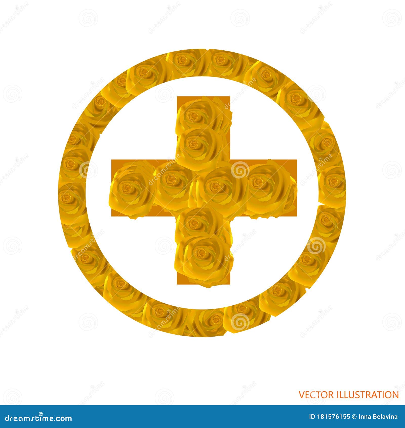 Abstract Background with Cross. Bright Illustration with Yellow Roses ...