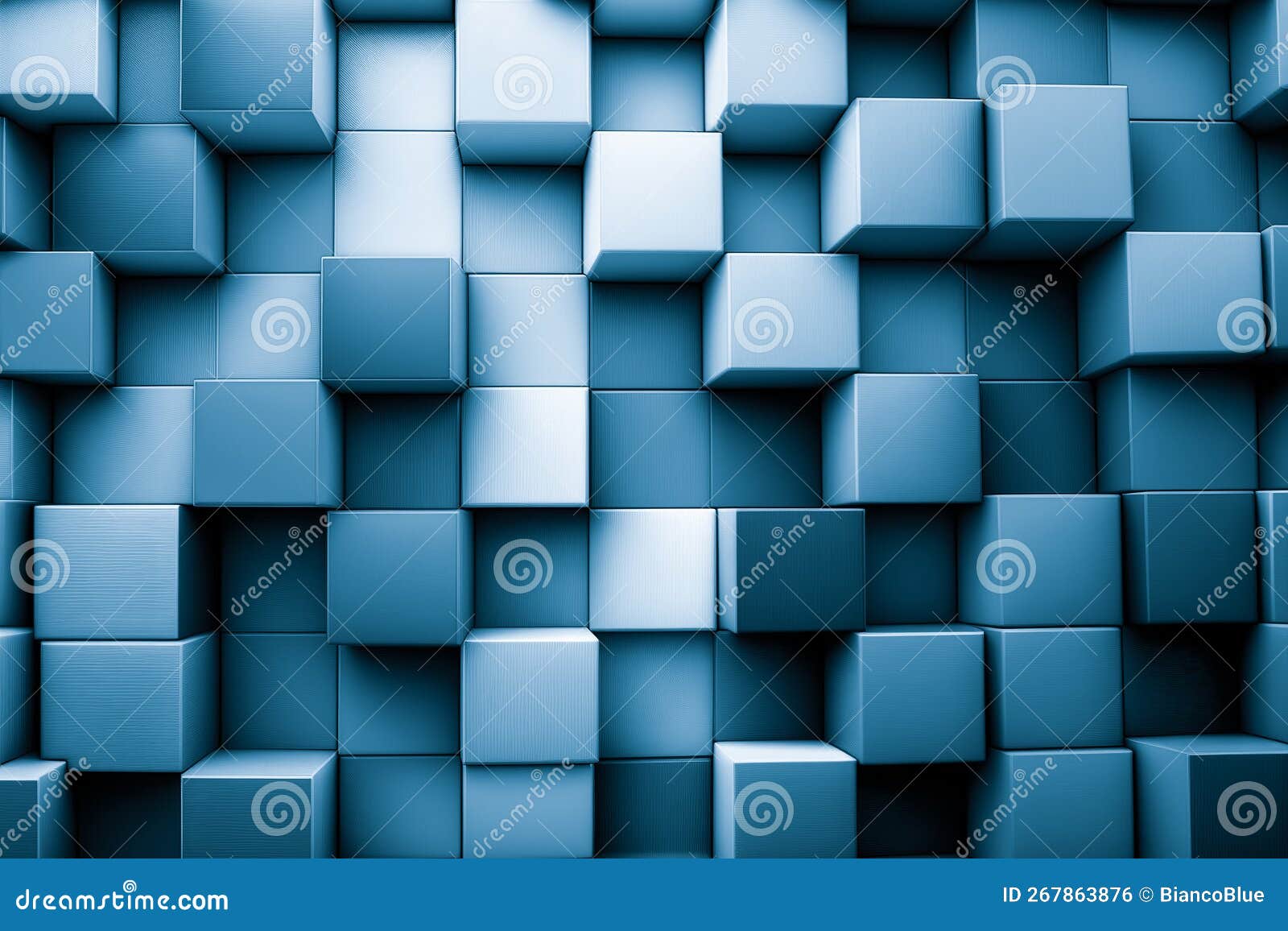 Abstract Background of Cube Blocks Wall Stacking Blue Design Stock ...