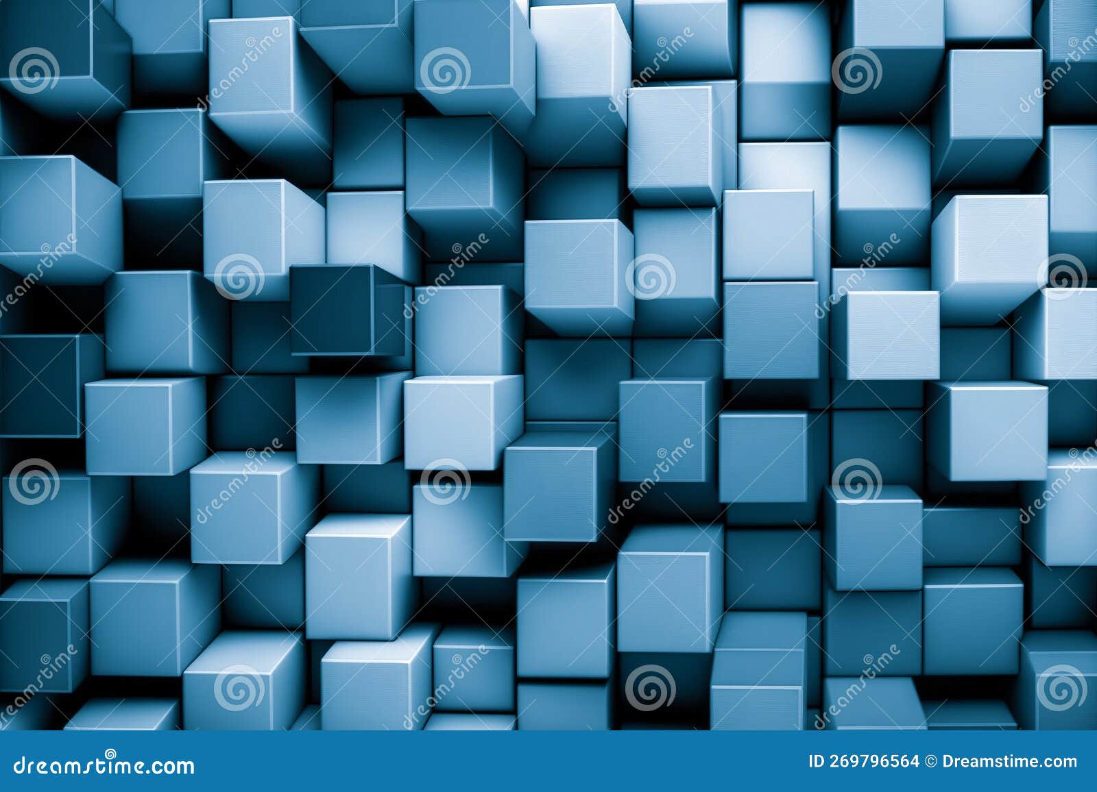 Abstract Background of Cube Blocks Wall Stacking Blue Design Stock ...