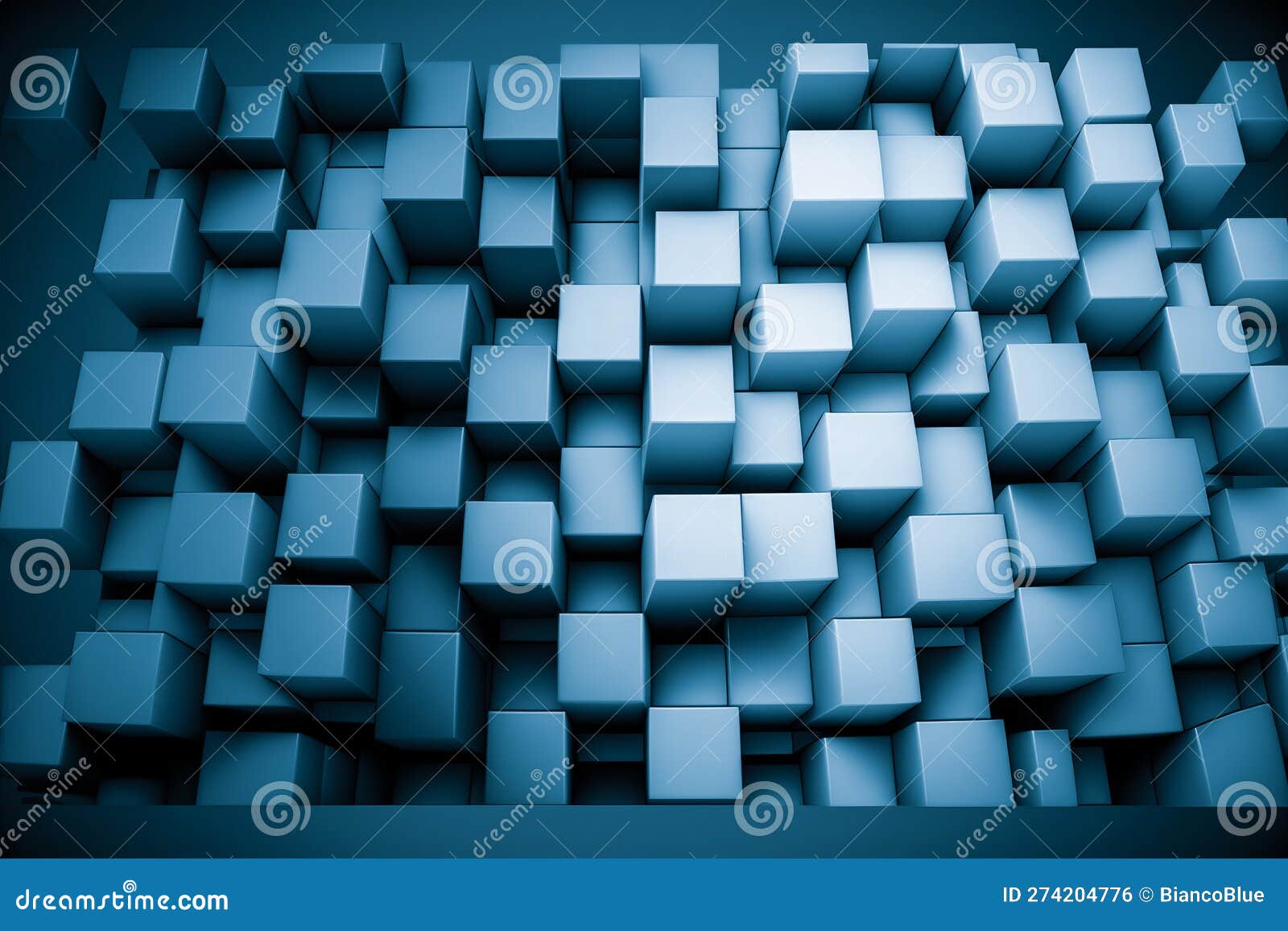 Abstract Background of Cube Blocks Wall Stacking Blue Design Stock ...