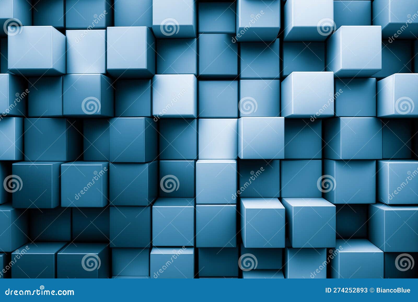 Abstract Background of Cube Blocks Wall Stacking Blue Design Stock ...