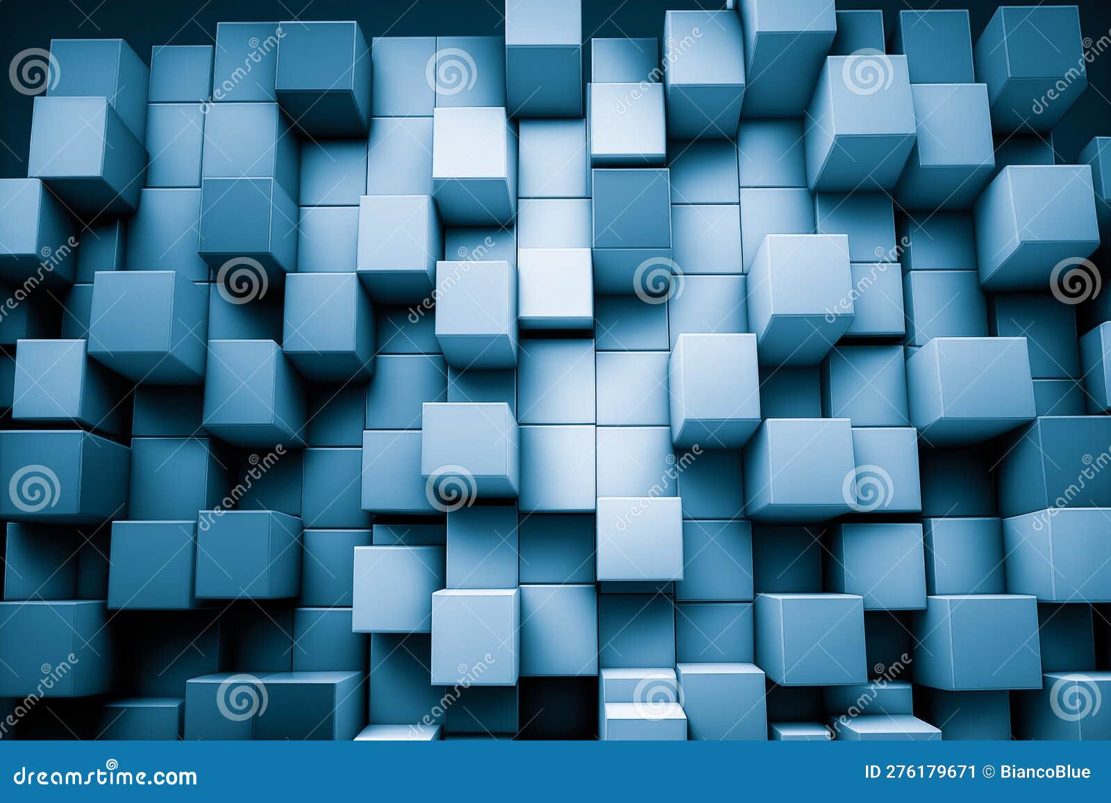 Abstract Background of Cube Blocks Wall Stacking Blue Design Stock ...