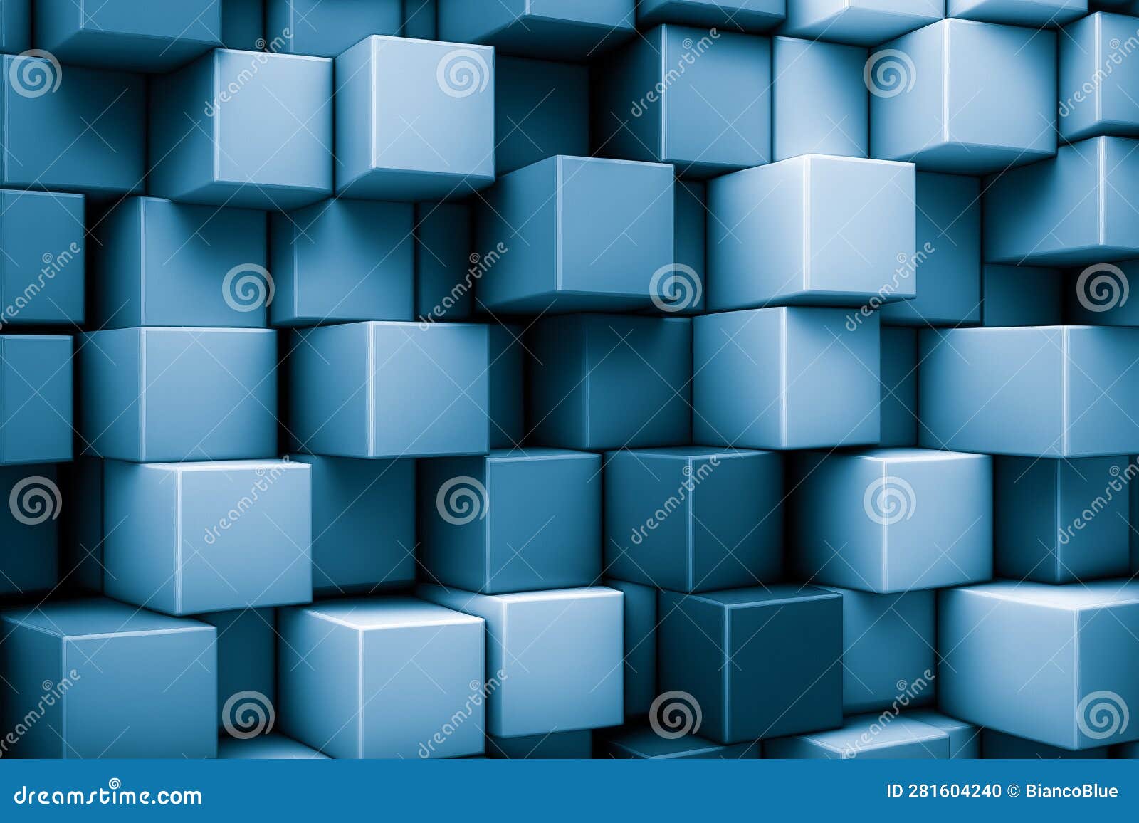 Abstract Background of Cube Blocks Wall Stacking Blue Design Stock ...