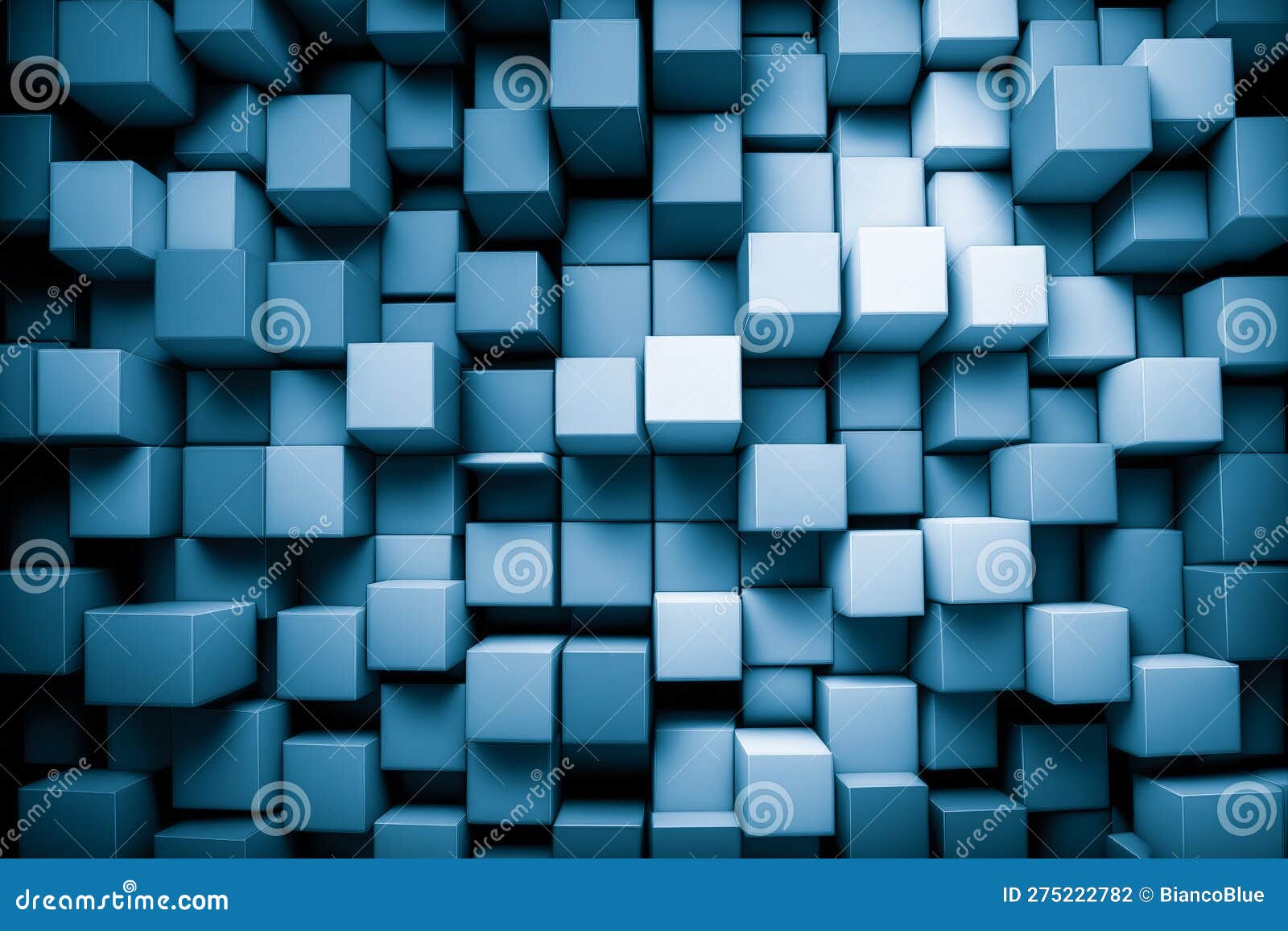Abstract Background of Cube Blocks Wall Stacking Blue Design Stock ...