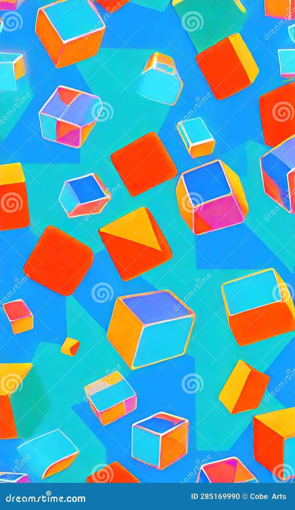 Abstract Background of Cube Blocks Wall Stacking Blue, Light Blue ...
