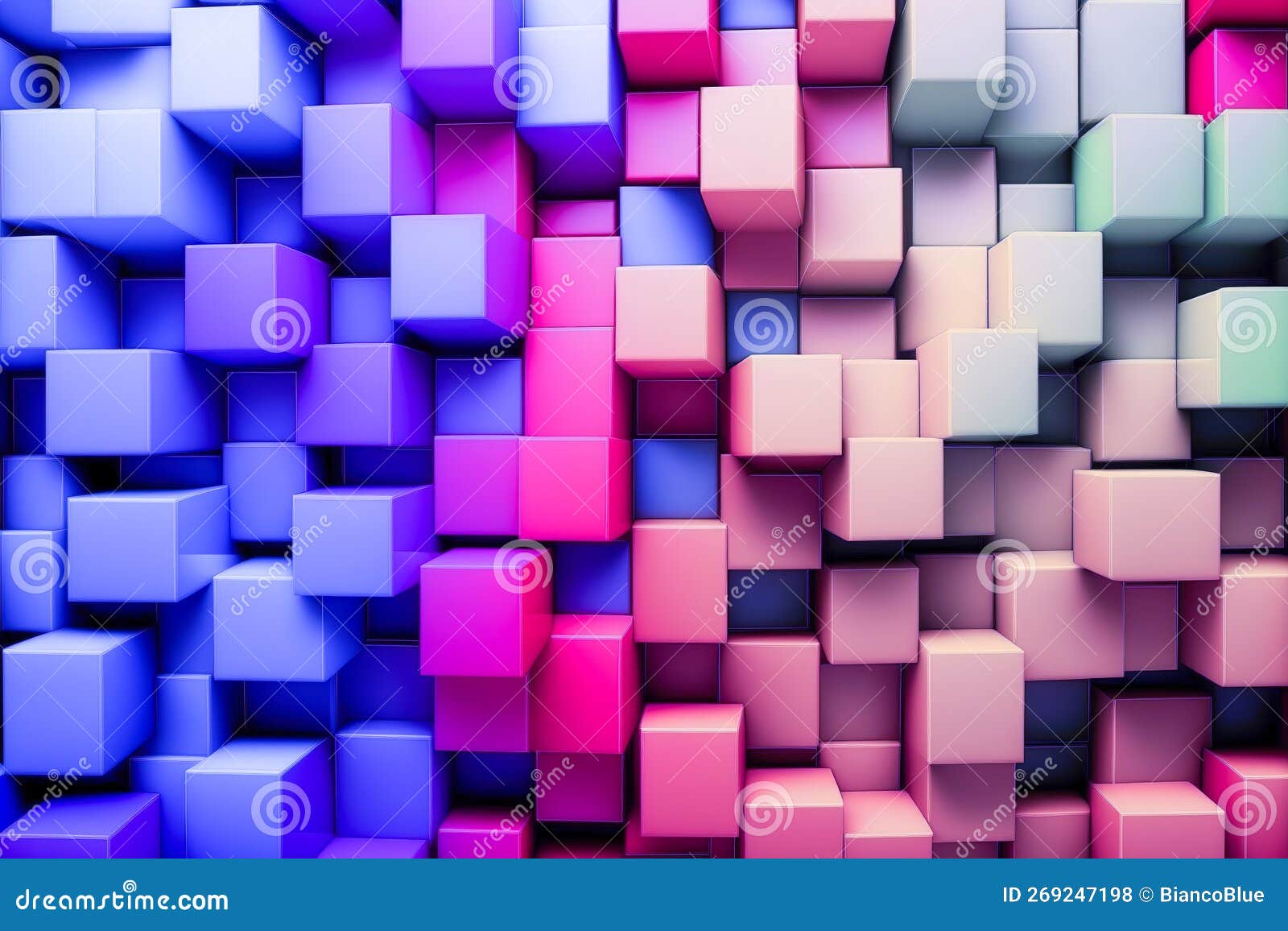 Abstract Background of Cube Blocks Wall Stacking Design Neon Pastel ...