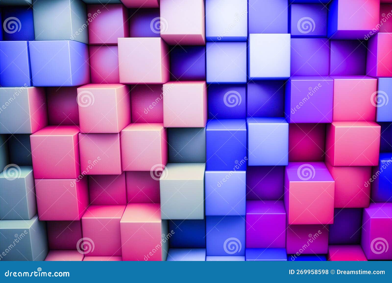Abstract Background of Cube Blocks Wall Stacking Design Neon Pastel ...