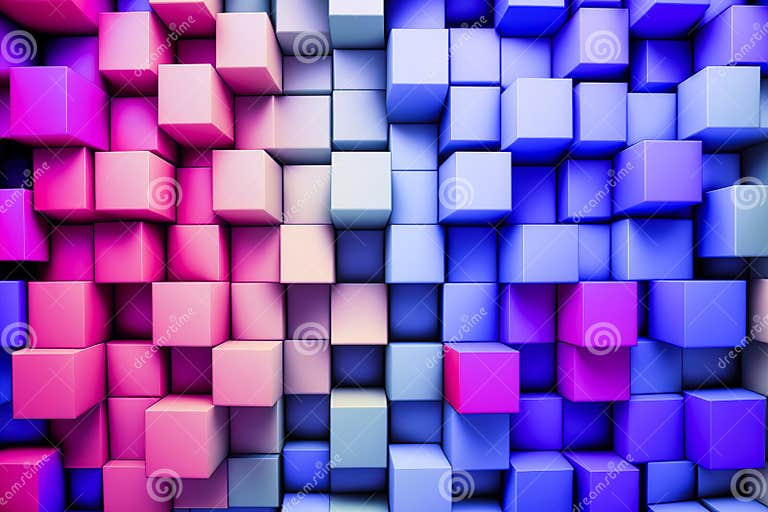 Abstract Background of Cube Blocks Wall Stacking Design Neon Pastel ...