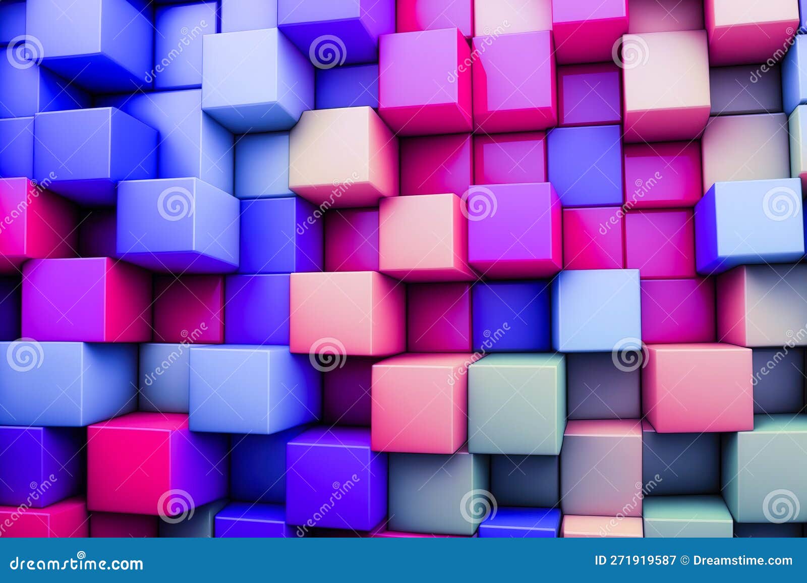 Abstract Background of Cube Blocks Wall Stacking Design Neon Pastel ...