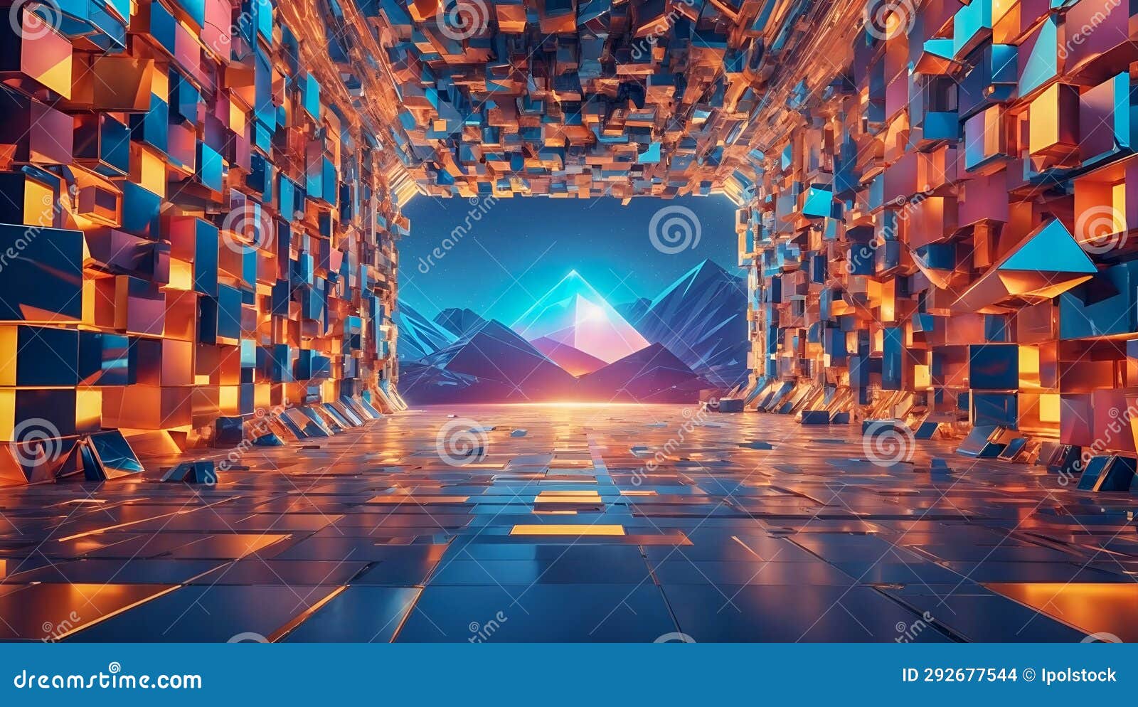 Abstract Background Cubes with Futuristic Space Elements. Ideal for ...