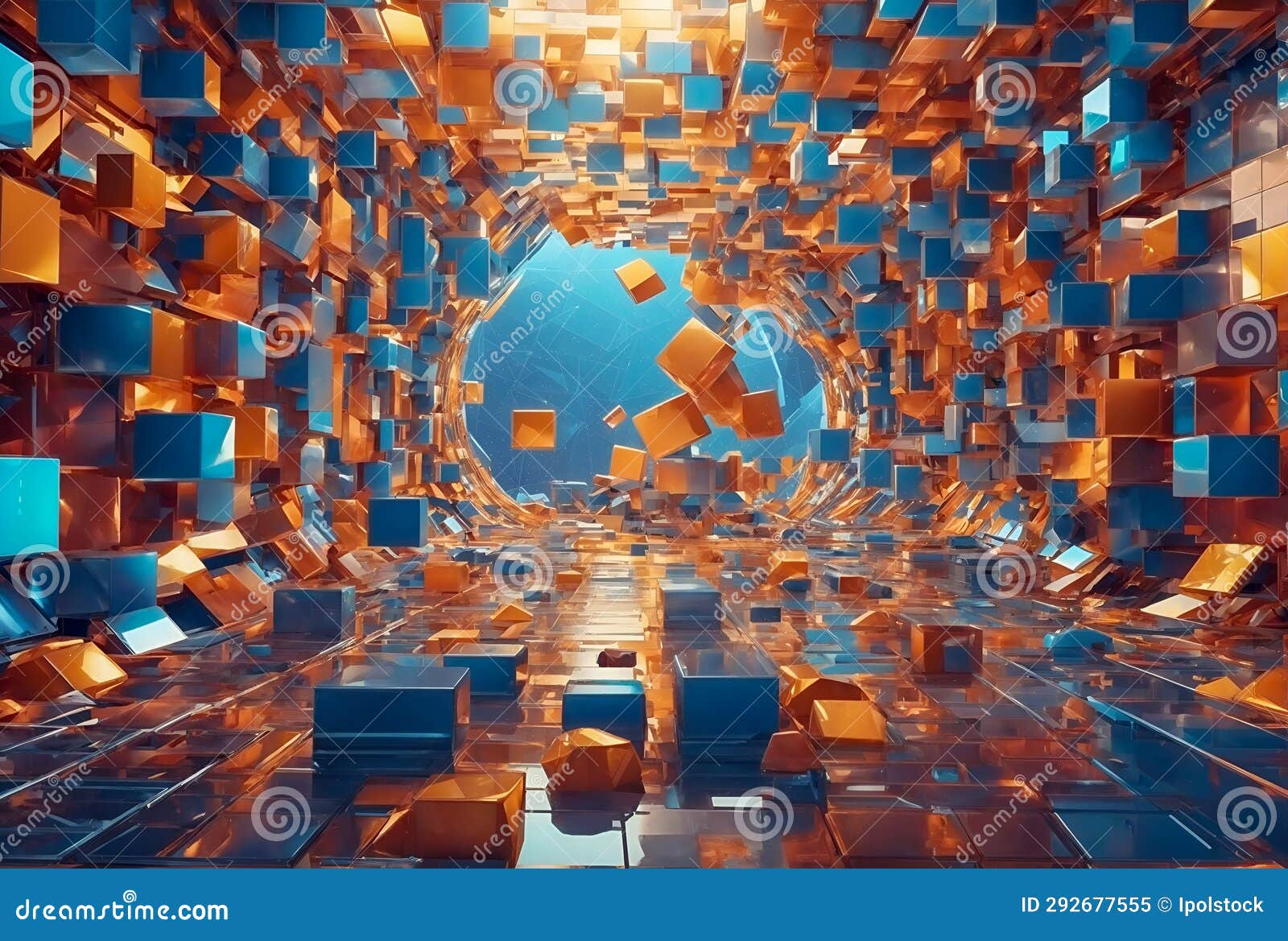 Abstract Background Cubes with Futuristic Space Elements. Ideal for ...