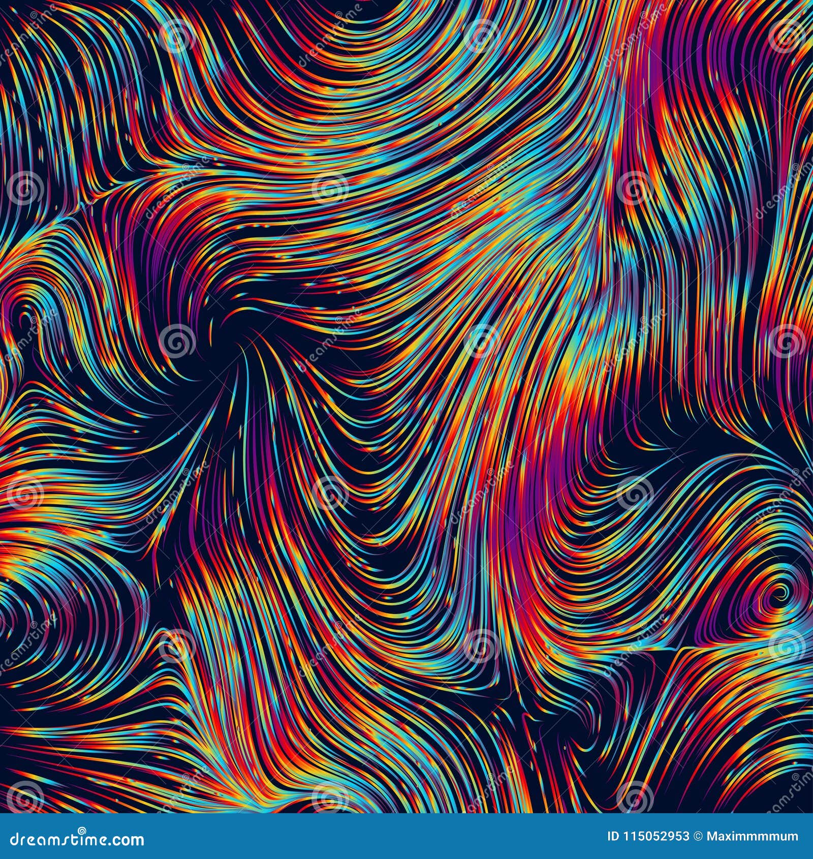 Abstract Background with Curled Linear Rainbow Pattern Stock Vector ...