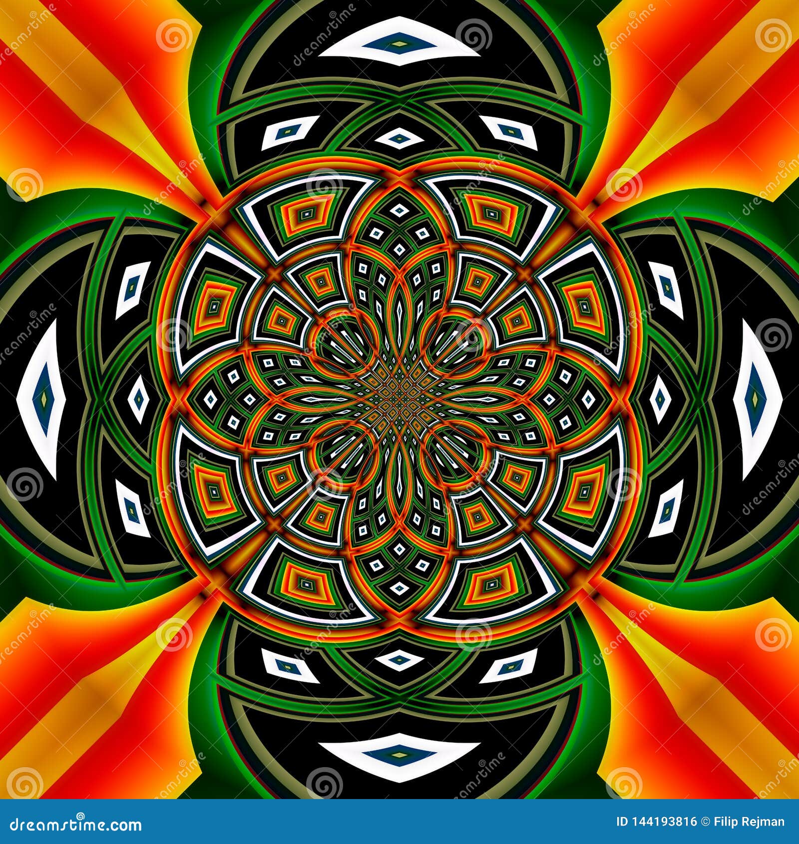 Abstract Background with Curved Squares in a Central Symmetry Stock ...