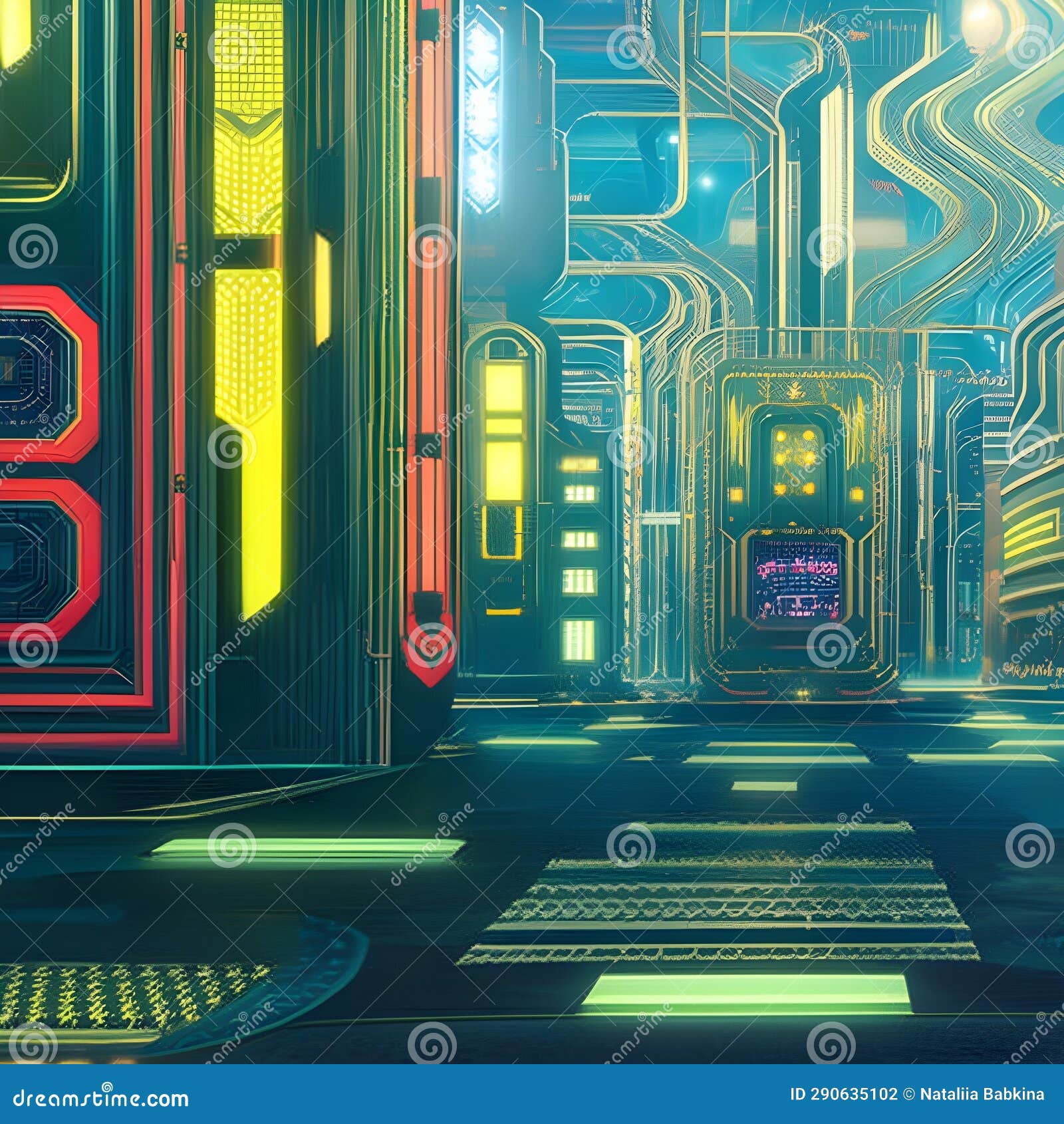 Abstract Background in Cyberpunk Style. Geometric Pattern in Modern ...