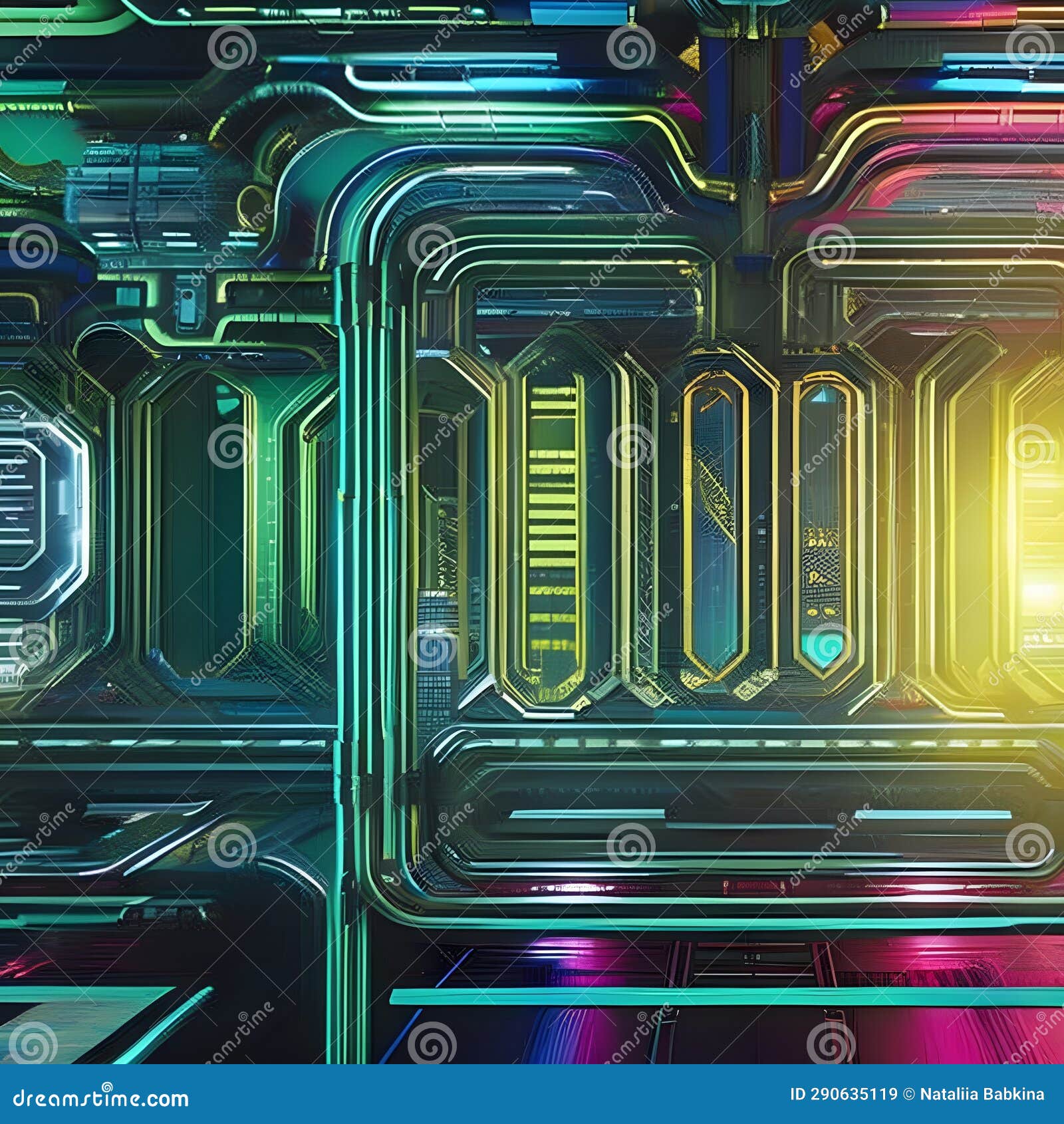 Abstract Background in Cyberpunk Style. Geometric Pattern in Modern ...