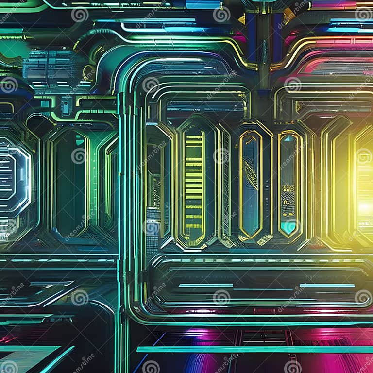 Abstract Background in Cyberpunk Style. Geometric Pattern in Modern ...