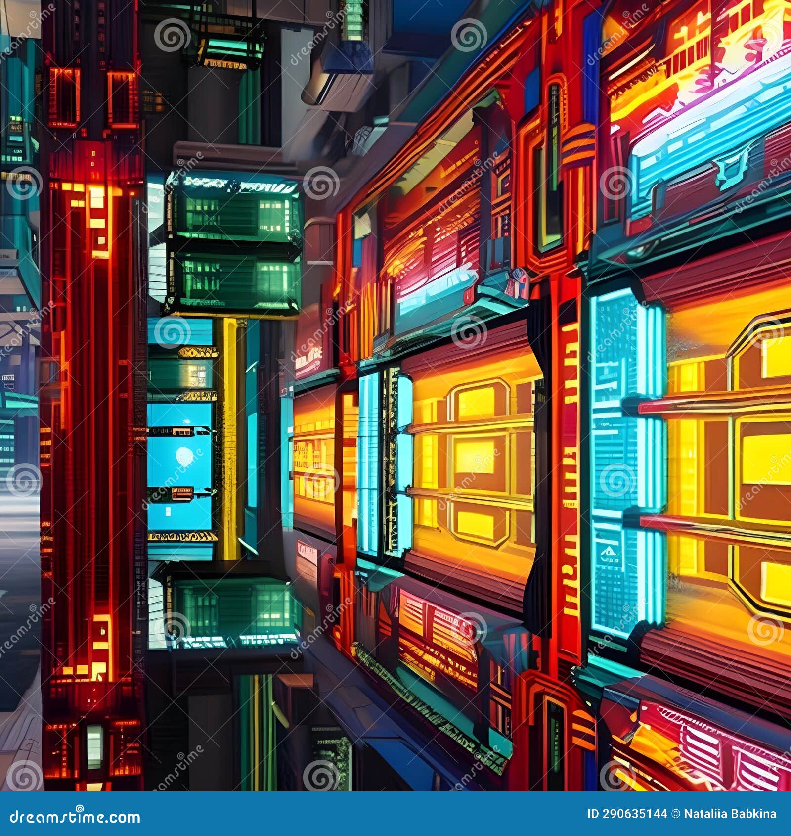 Abstract Background in Cyberpunk Style. Geometric Pattern in Modern ...