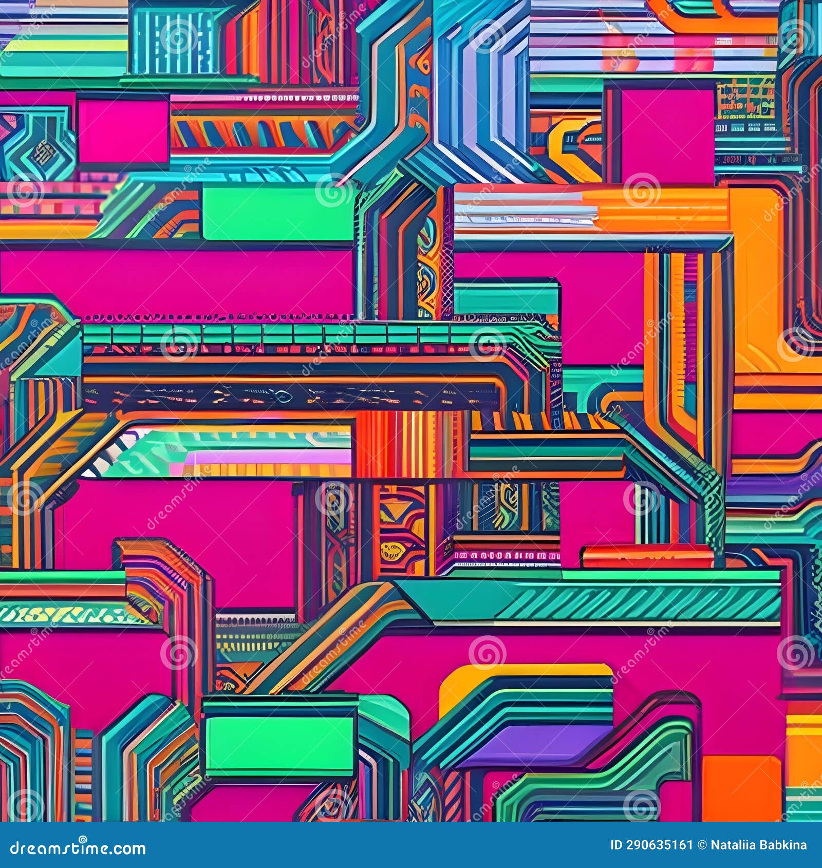 Abstract Background in Cyberpunk Style. Geometric Pattern in Modern ...