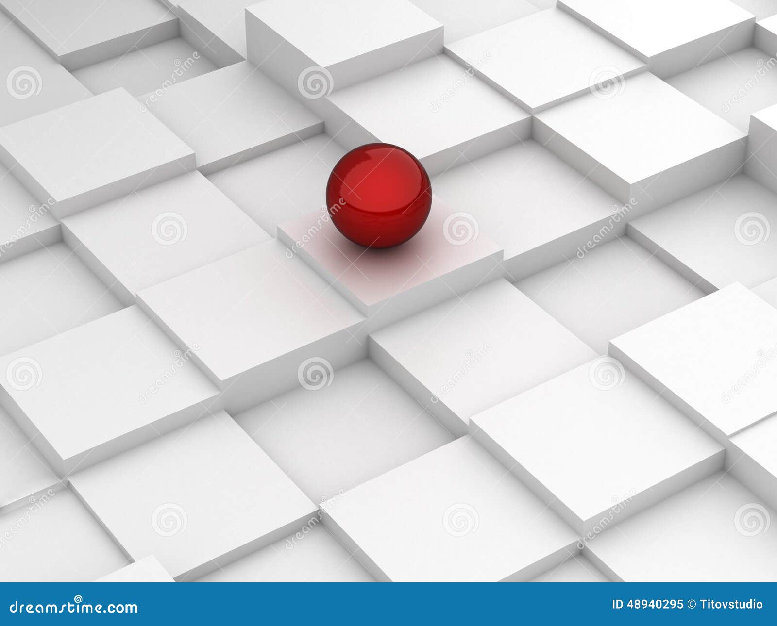 Abstract Background of 3d Blocks and Red Sphere Stock Illustration ...