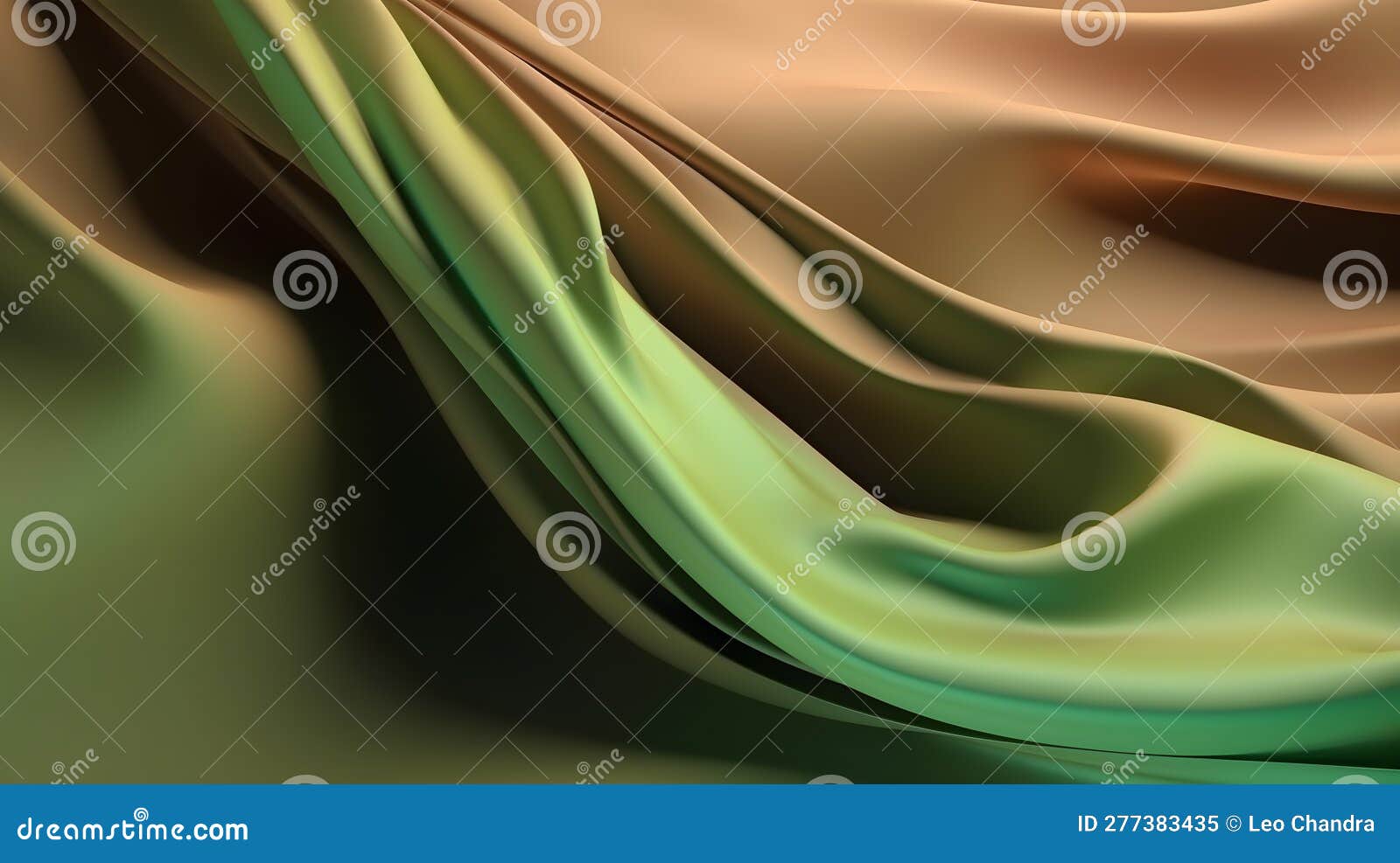 Abstract Background with 3D Green Gradient Silk Fabric ,generative Ai ...